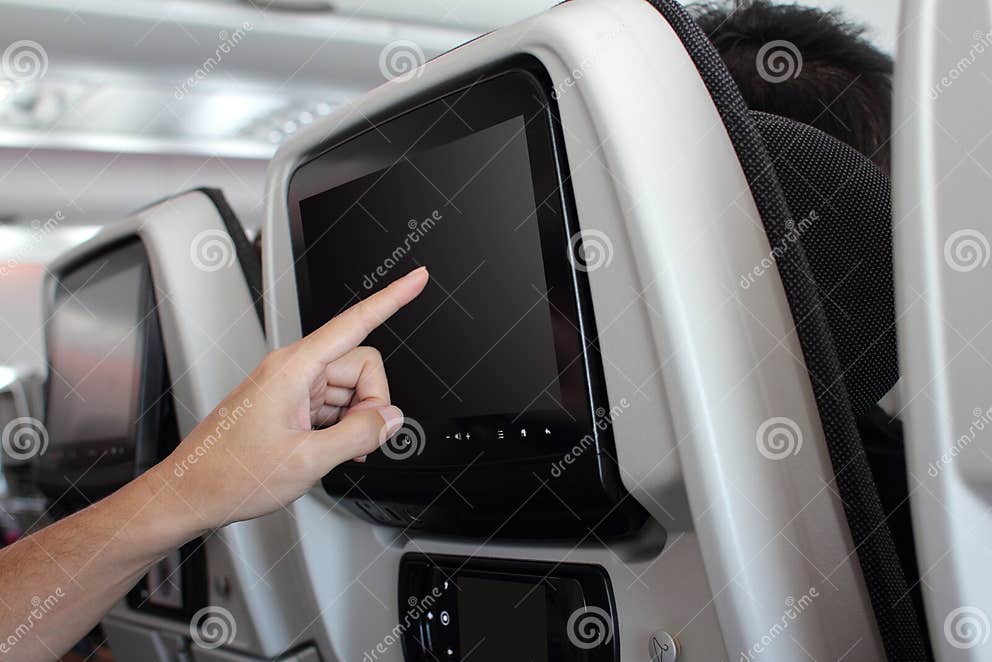 Inside Airplanes Interior View LCD Screen in an Airplane Stock Image ...