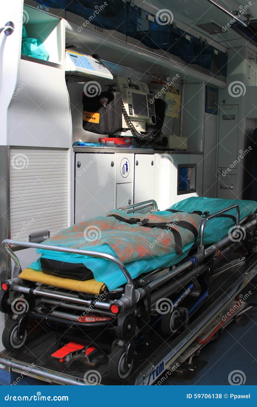 Inside ambulance editorial stock photo. Image of stretcher - 59706138