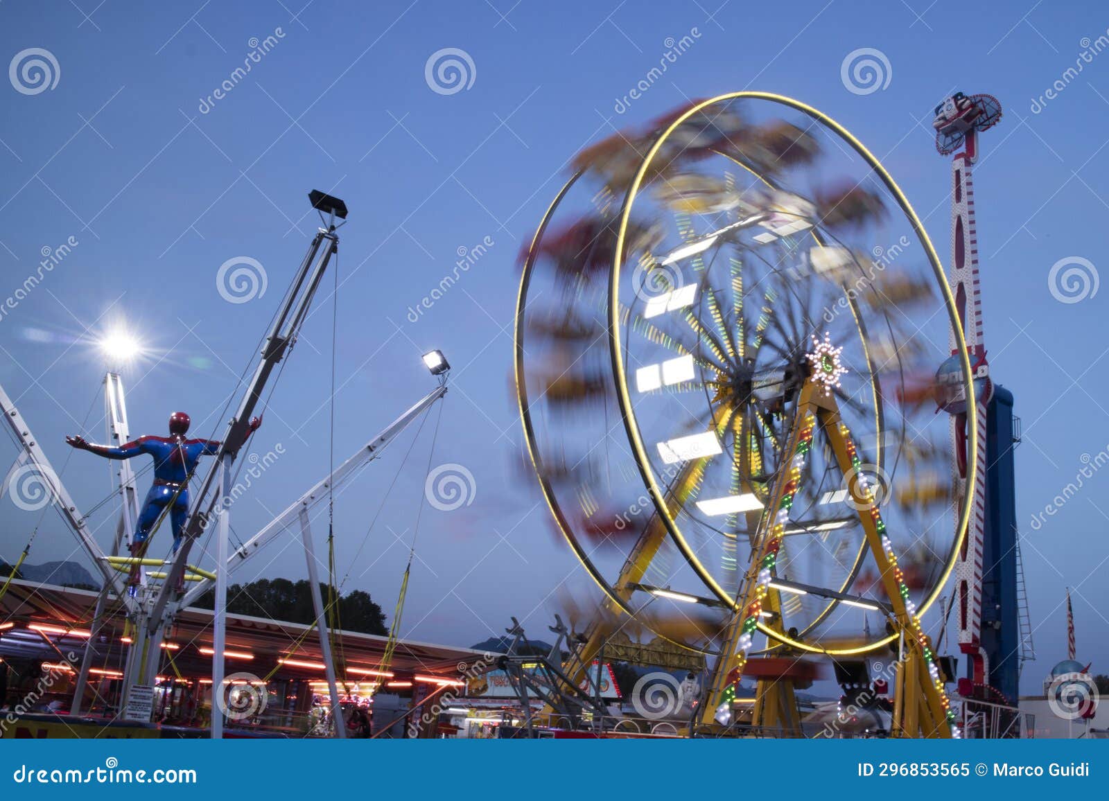 Inside an Amusement Park the Colors of the Ferris Wheel Stock Image ...