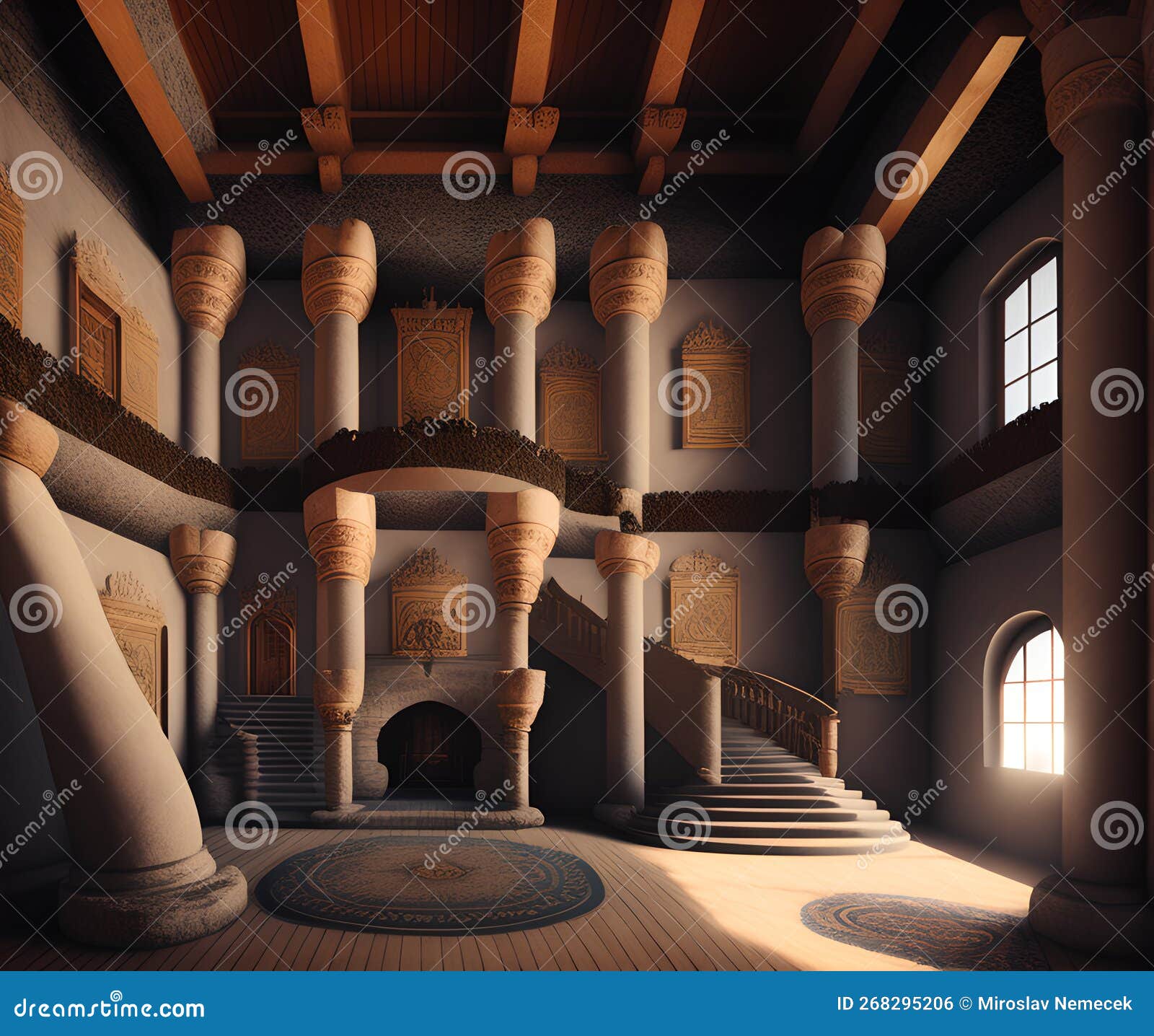 Inside Ancient Castle, Generative AI Illustration Stock Illustration ...