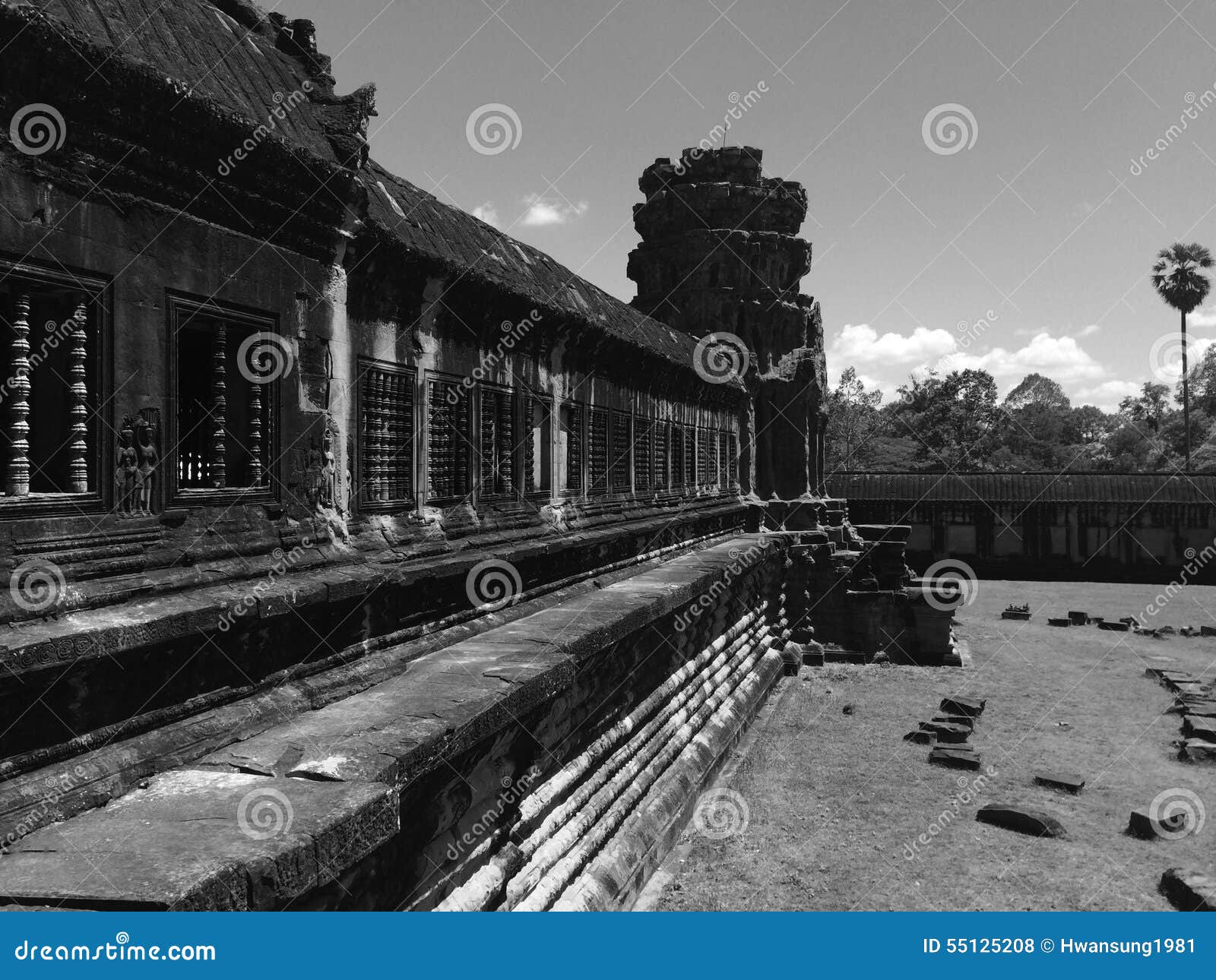 Inside Angkor Wat stock photo. Image of monument, landscape - 55125208