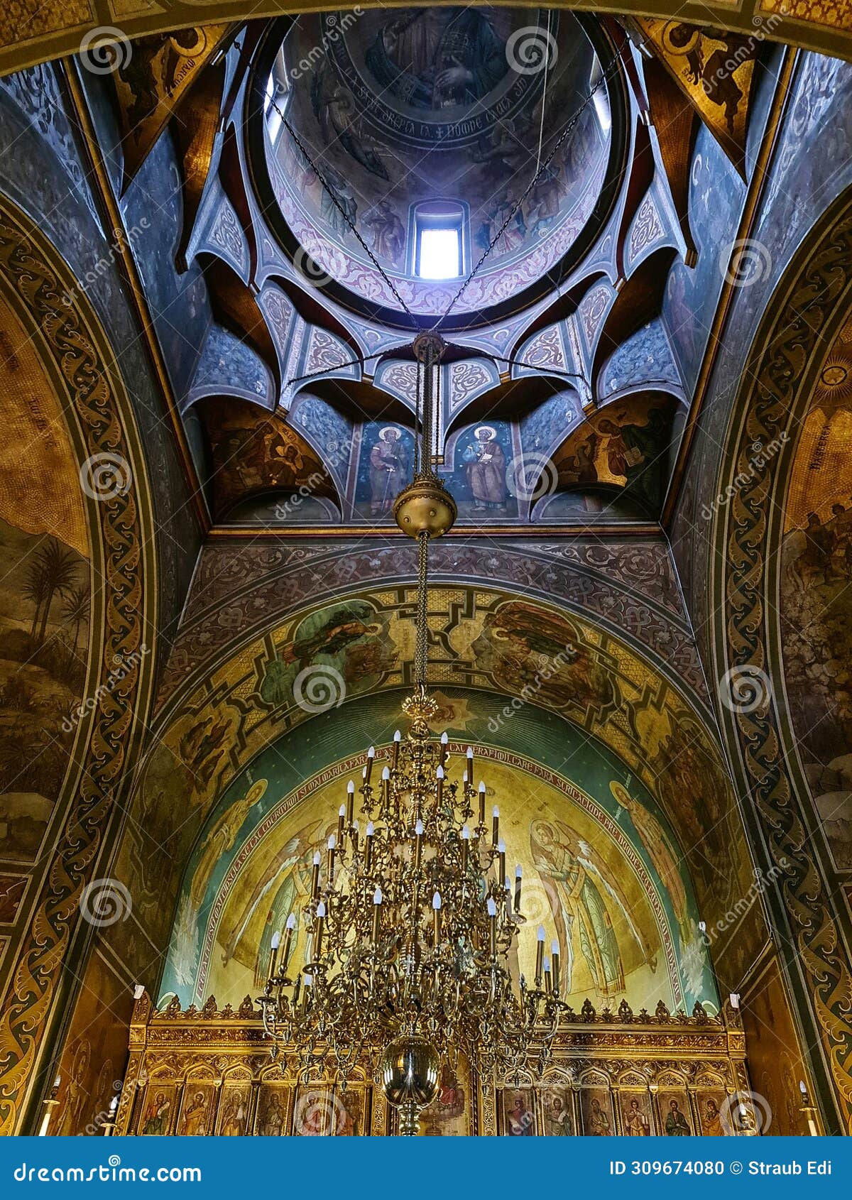 Inside Architecture Ceiling of Sinaia Monastery Stock Photo - Image of ...