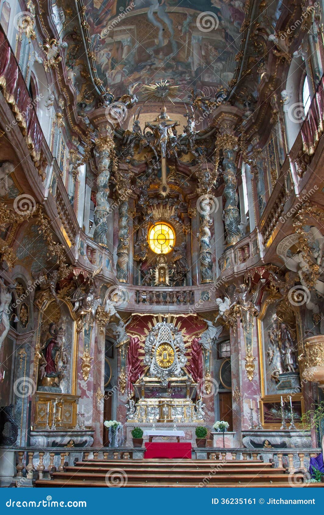 Inside of the Asamkirche Church, Munich Stock Image - Image of cross ...