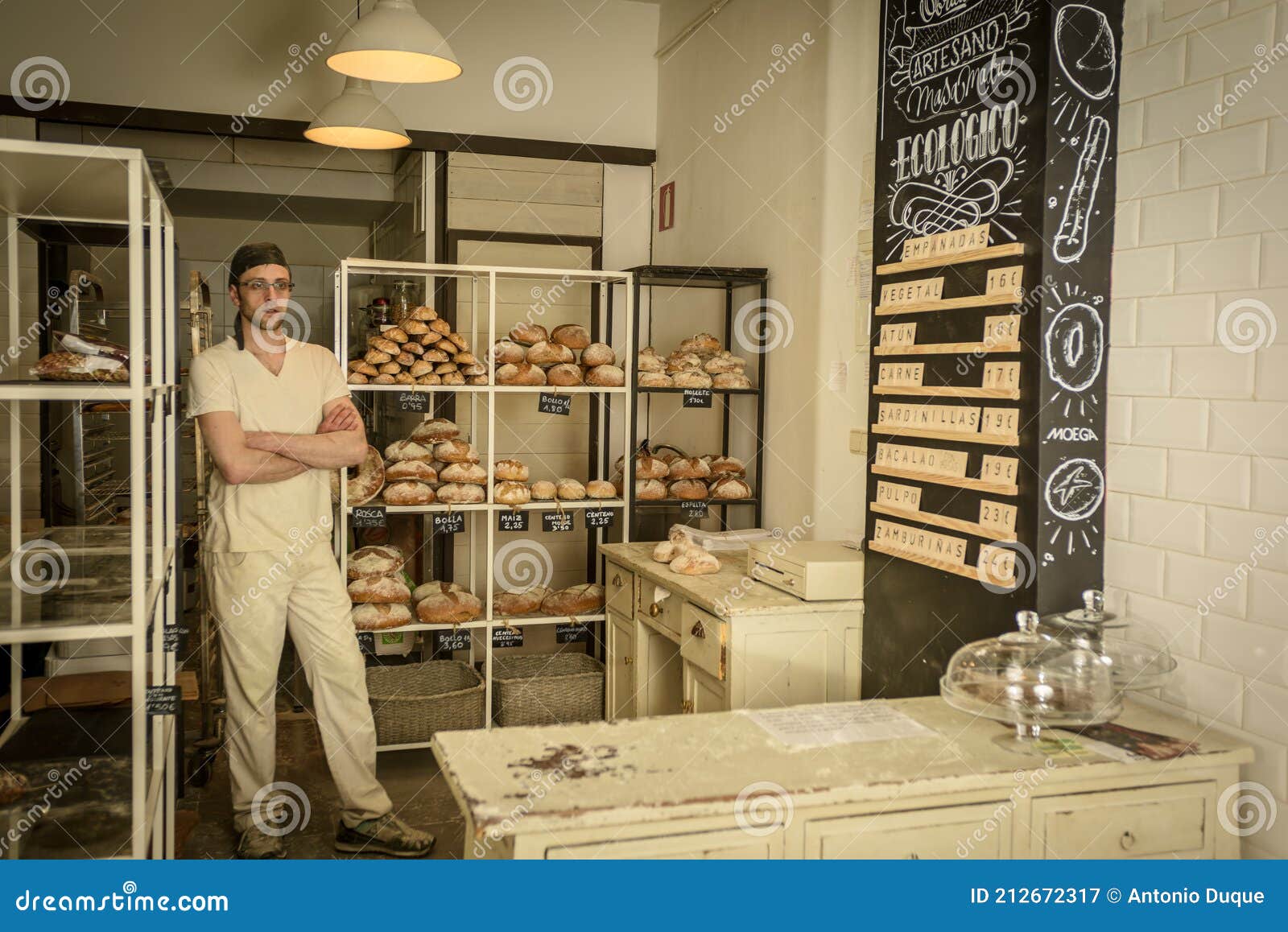 Inside a bakery stock image. Image of male, shop, homenade - 212672317