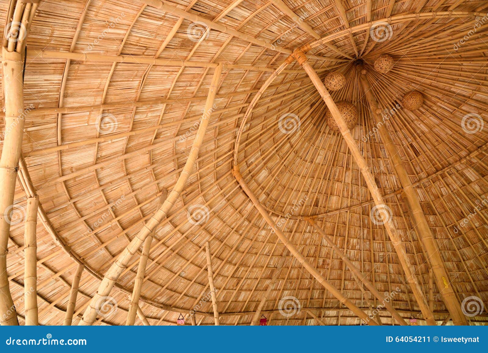 Inside a Bamboo Shingle Roof Stock Image - Image of rough, modern: 64054211