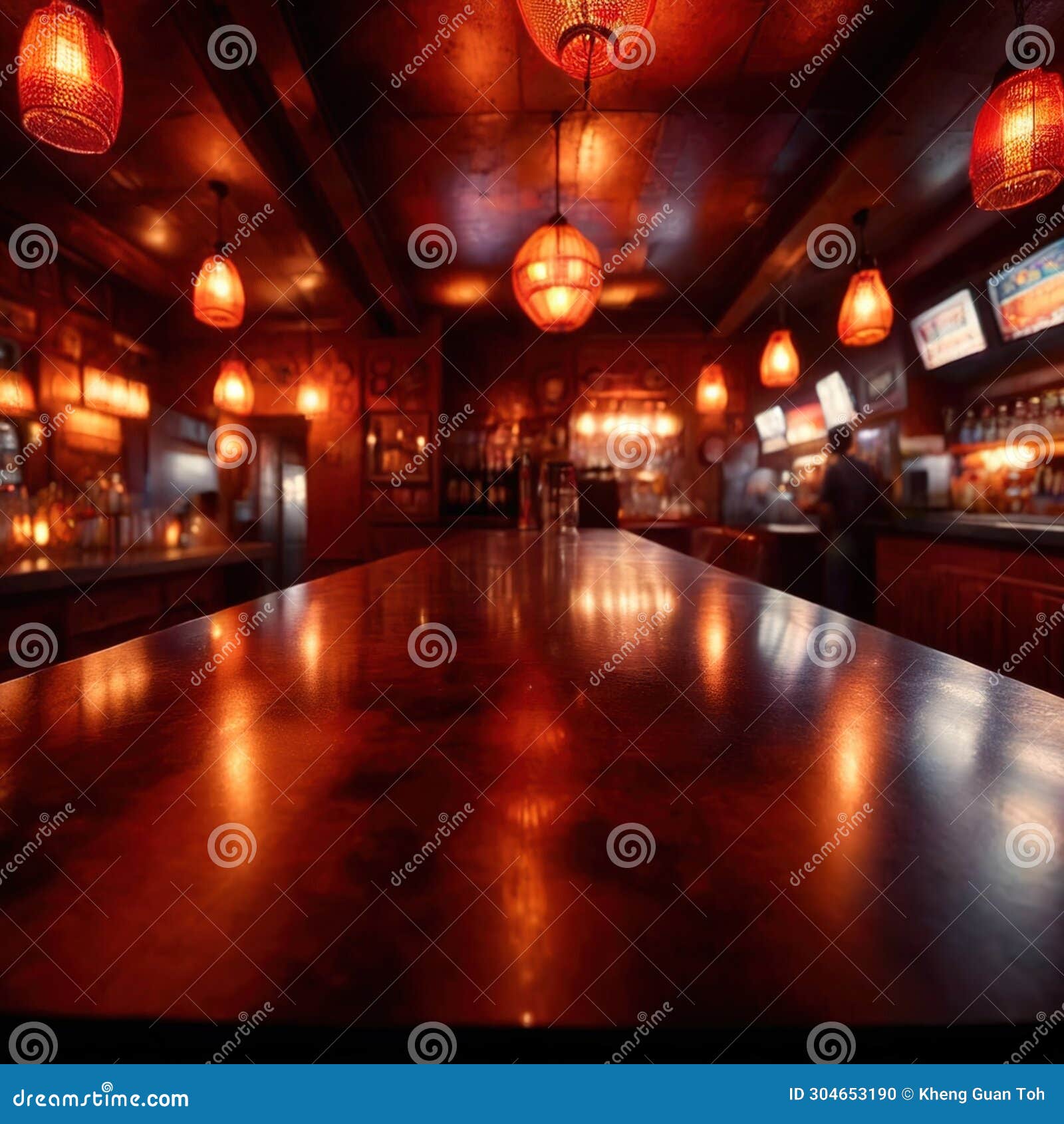 Inside Bar Interior, Bright Long Exposure, Glowing Lights Stock ...