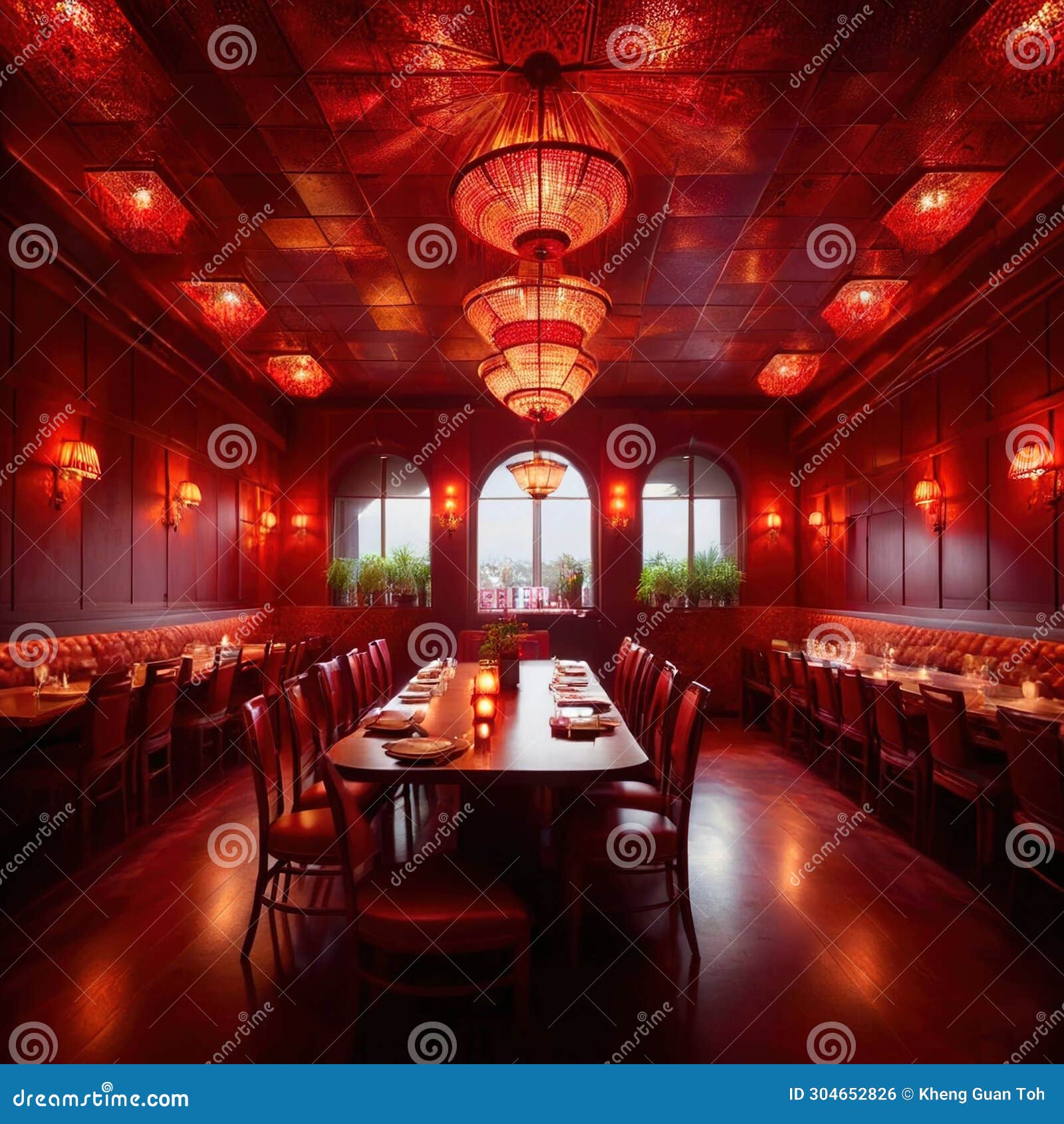 Inside Bar Interior, Bright Long Exposure, Glowing Lights Stock ...