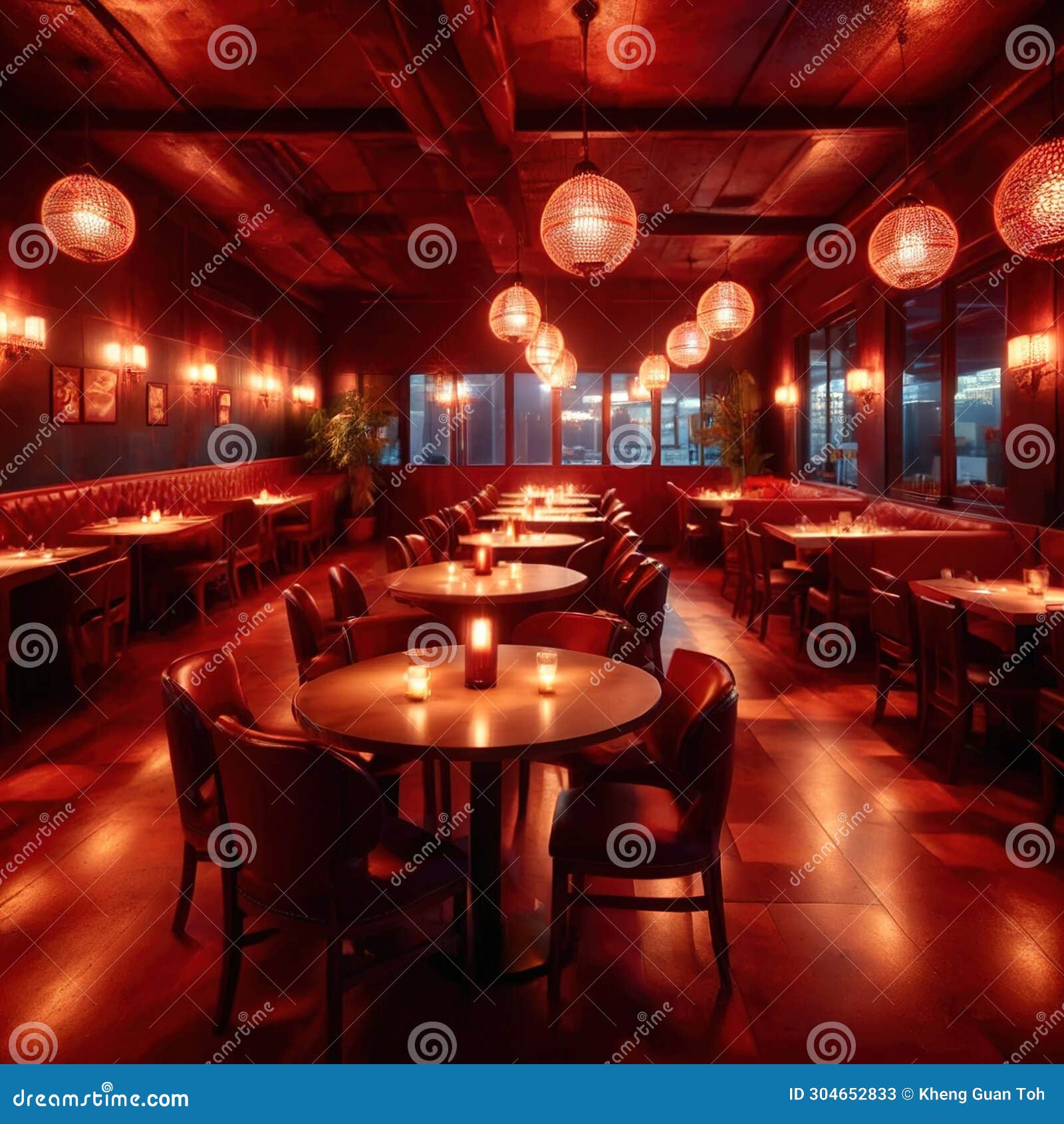 Inside Bar Interior, Bright Long Exposure, Glowing Lights Stock ...