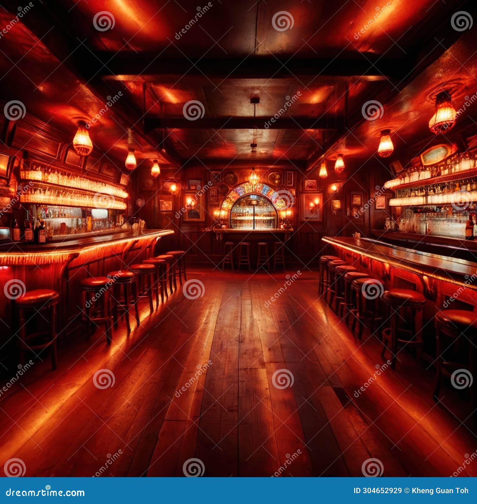 Inside Bar Interior, Bright Long Exposure, Glowing Lights Stock ...