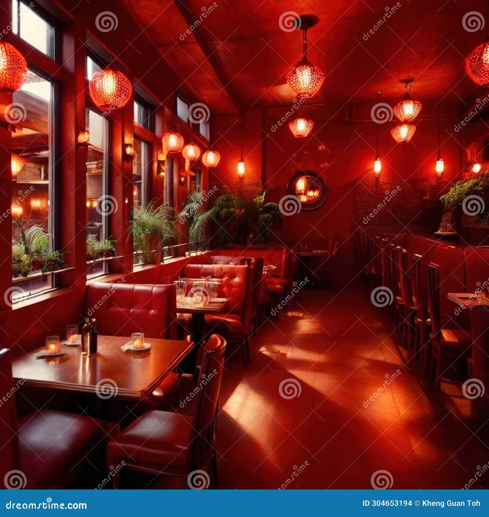 Inside Bar Interior, Bright Long Exposure, Glowing Lights Stock ...