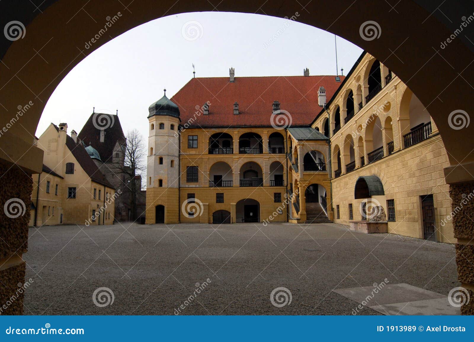 Inside a Bavarian Castle Courtyard Stock Image - Image of landshut ...