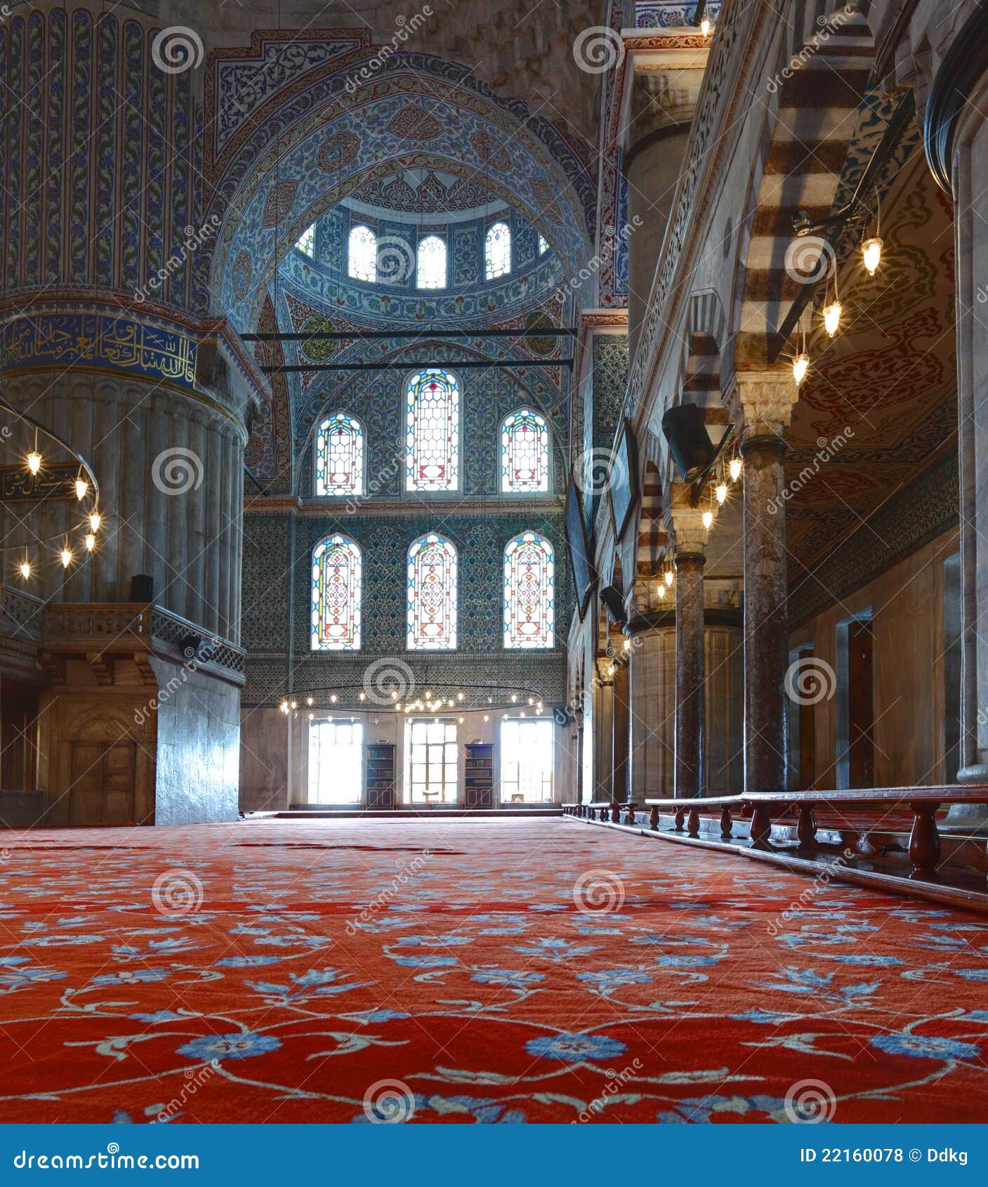 Inside the Beautiful Blue Mosque in Istanbul Stock Photo - Image of ...