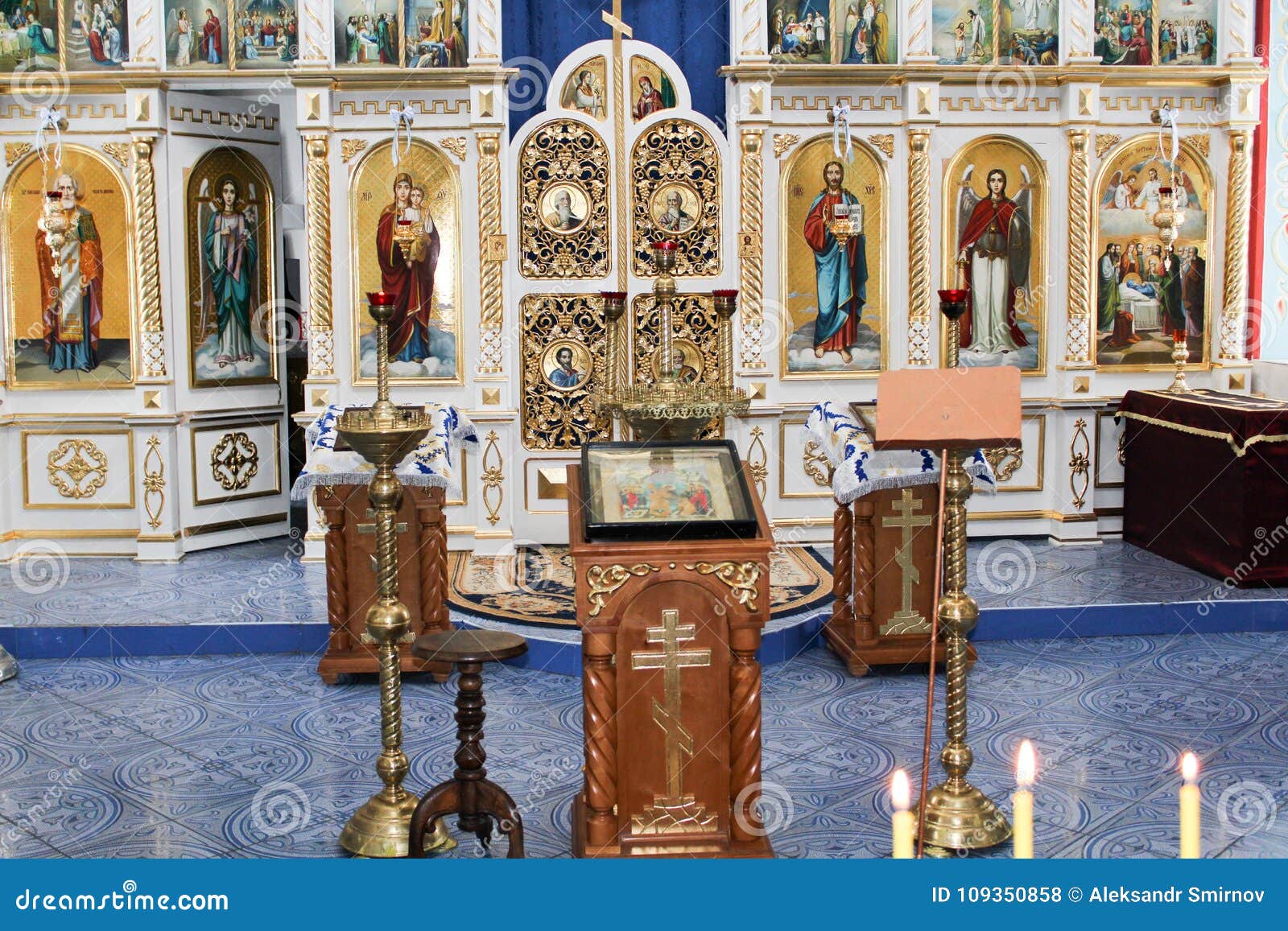 Inside the Beautiful Orthodox Church Stock Photo - Image of russian ...