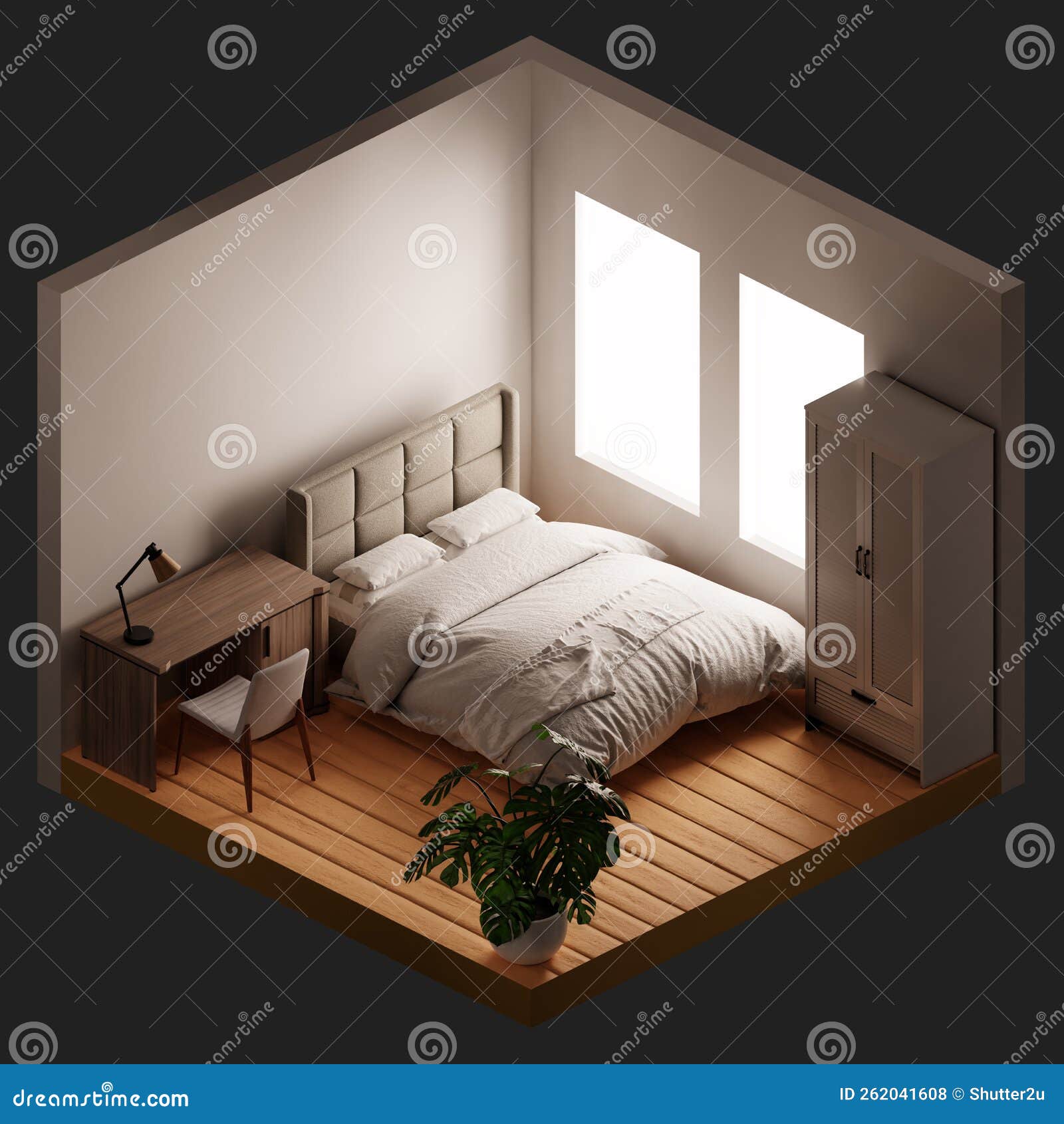 Isometric View Of Bedroom