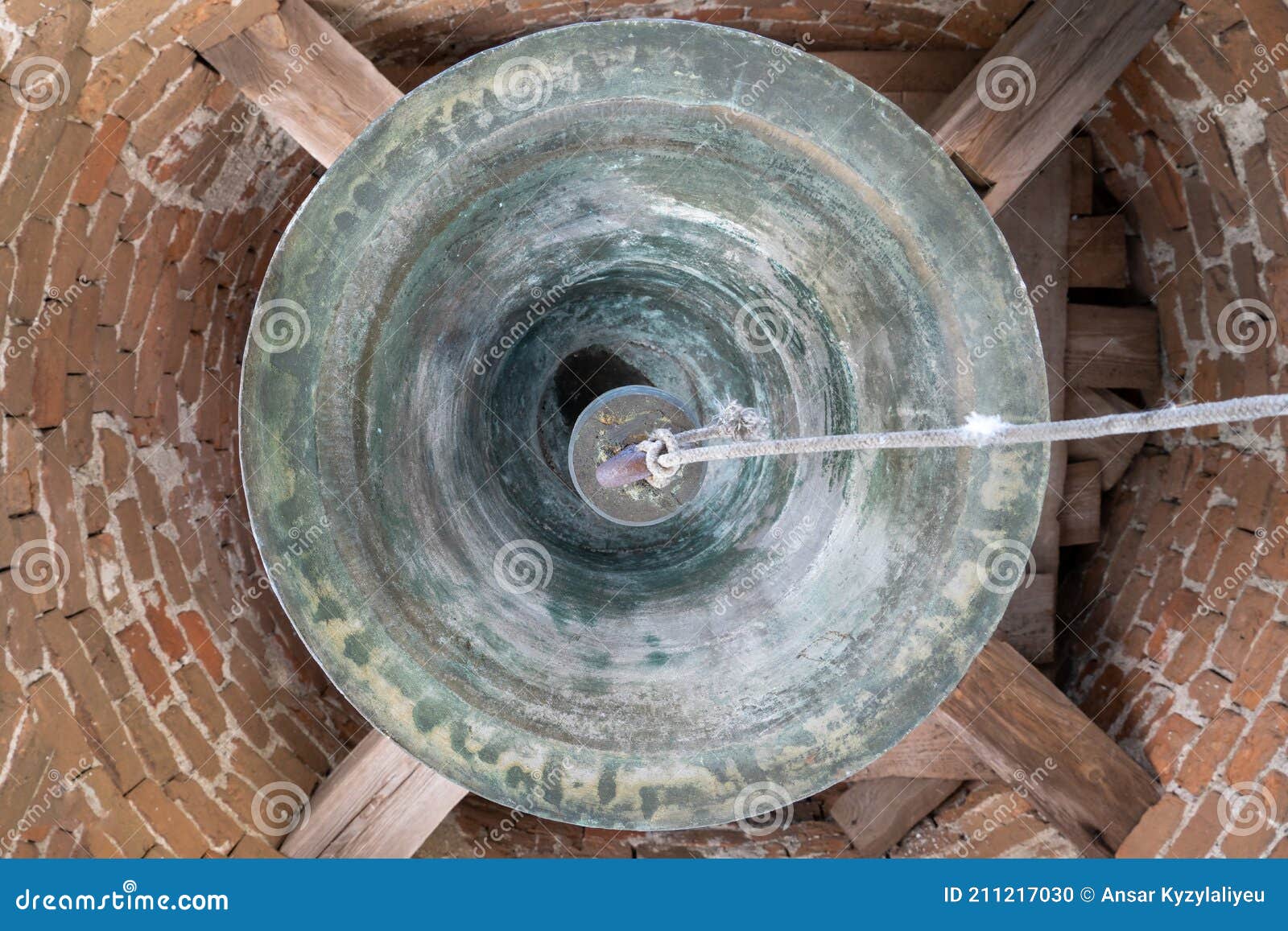 Inside the Bell Tower. Bottom View of a Large Bell Stock Photo - Image ...