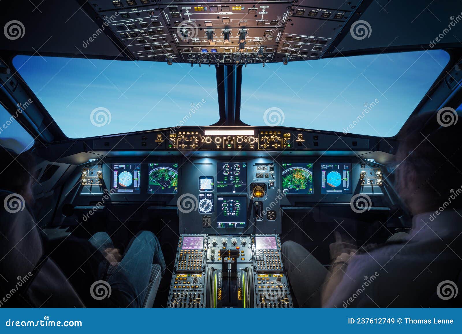Inside a Big Jet Flying Plane Cockpit Editorial Stock Image - Image of ...