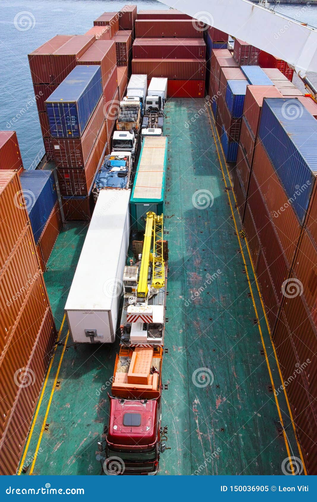 Inside a Big Roro Multipurpose Ship Moored in a Harbour Stock Image ...