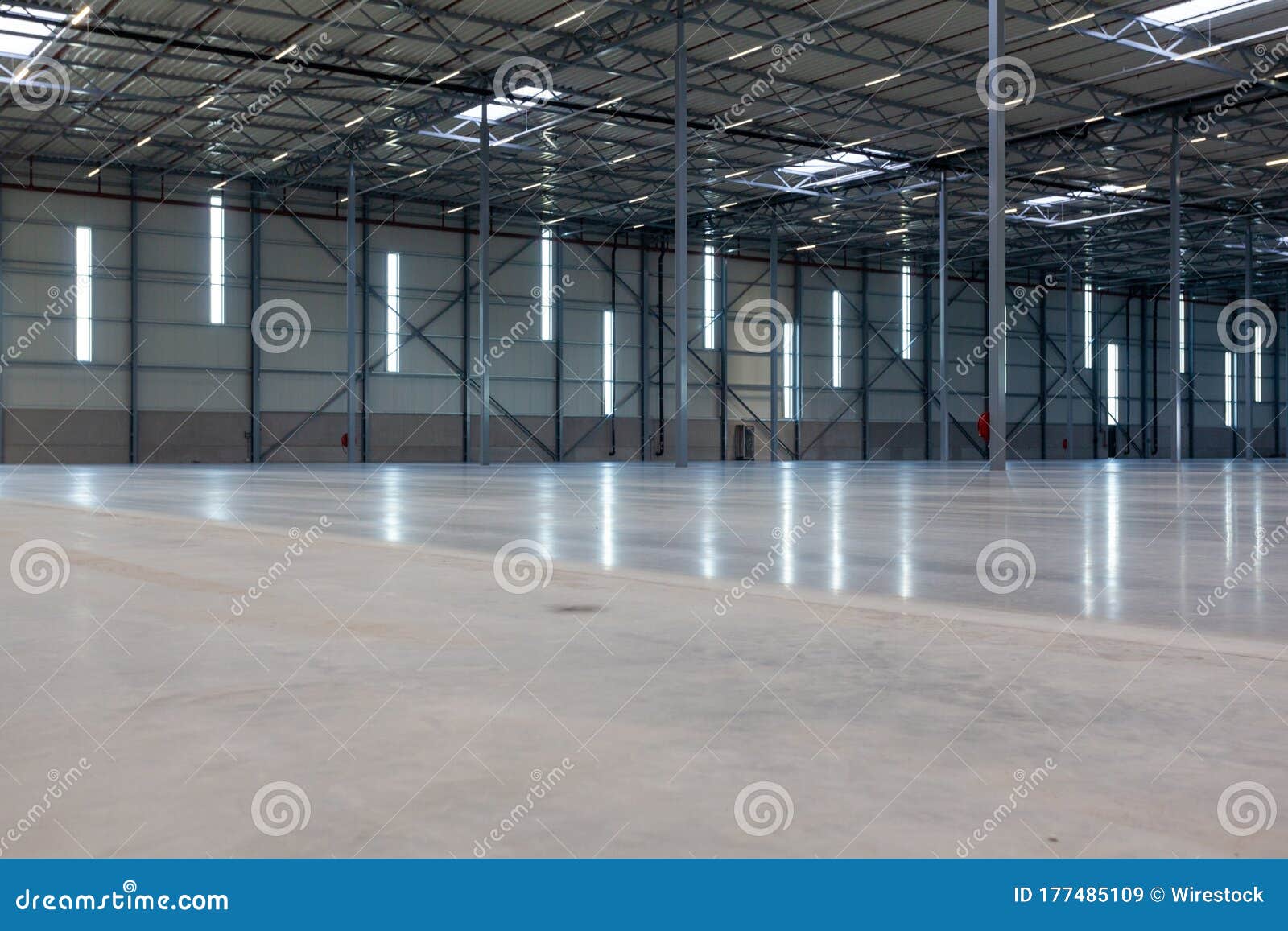 Inside of a Big Warehouse with Windows Stock Image - Image of metal ...