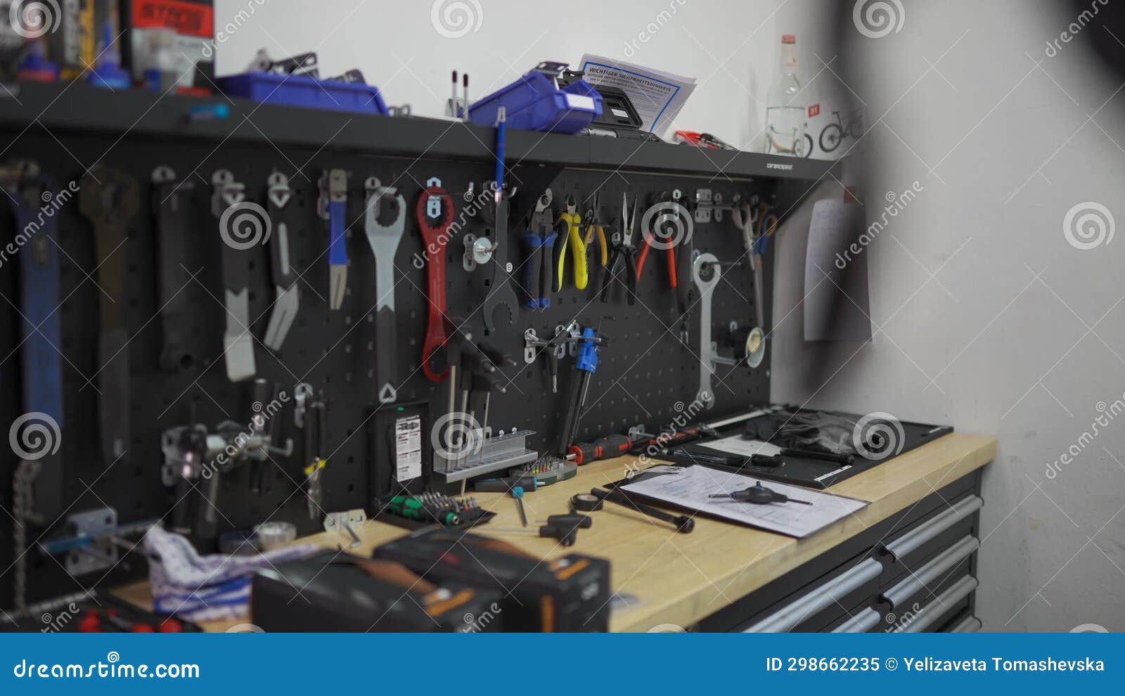 Inside a Bike Repair Shop. Working Workbench with Work Tools Stock Video - Video of instrument ...