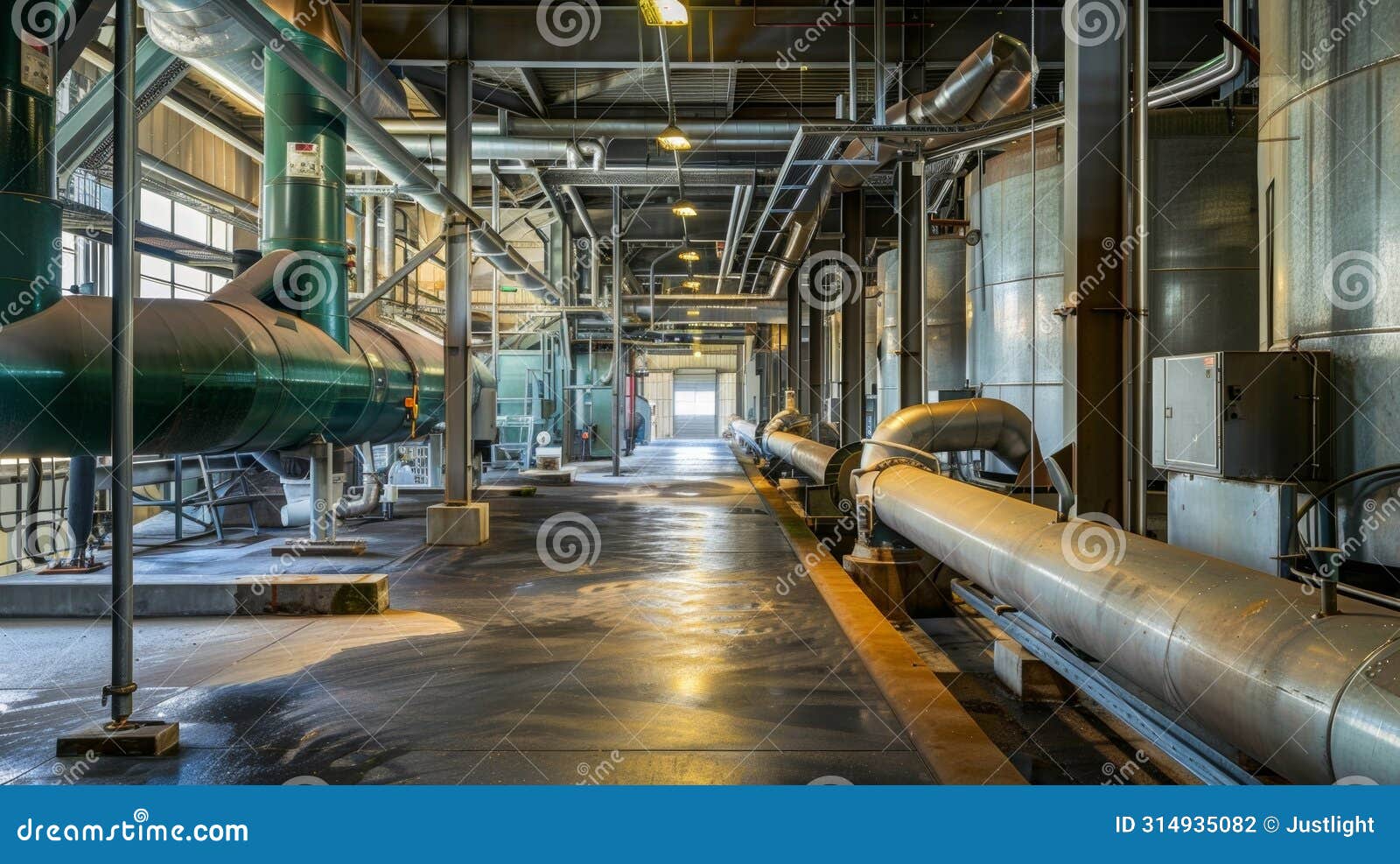 Inside the Biofuel Production Facility Large Pipes and Tanks Feature ...