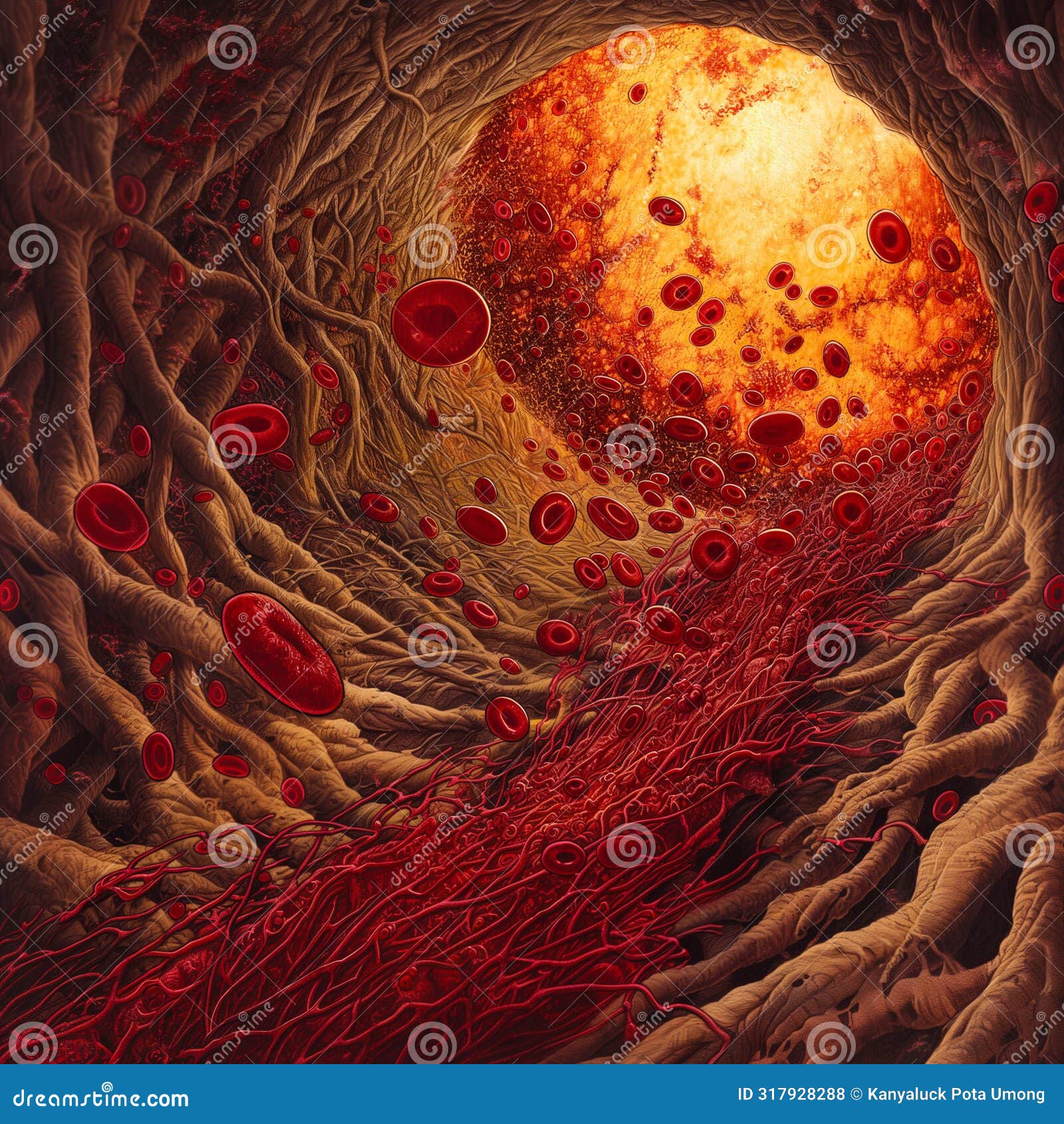 Inside the Blood Vessels are Red Blood Cells. Stock Illustration ...