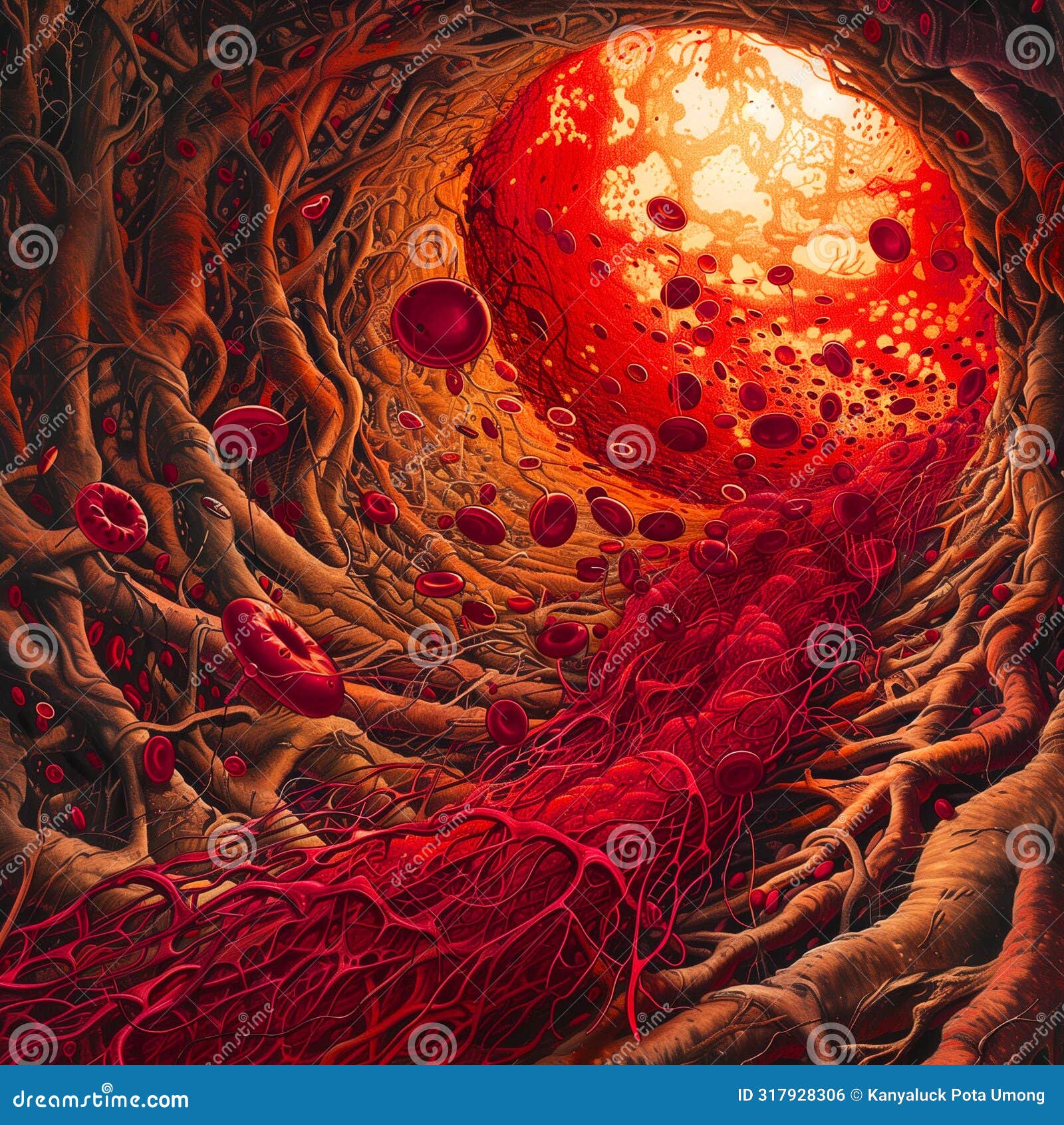 Inside the Blood Vessels are Red Blood Cells. Stock Illustration ...