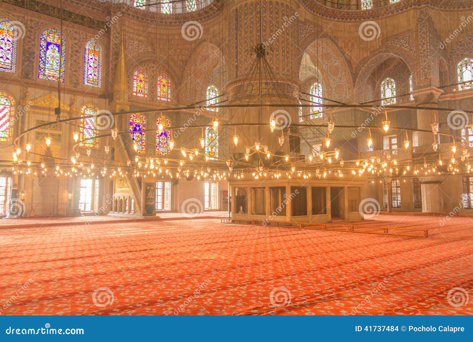 Inside the Blue Mosque in Istanbul Turkey Stock Photo - Image of islam ...