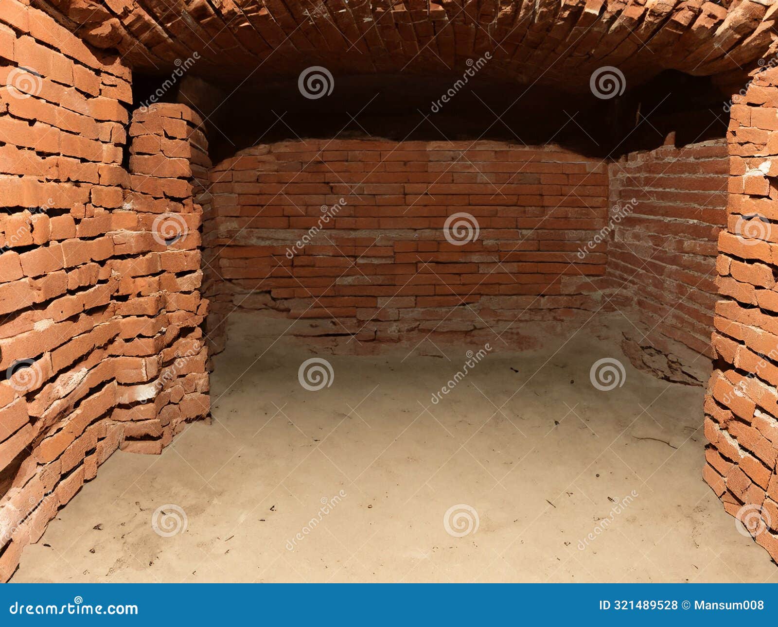 Inside of a brick cave stock illustration. Illustration of history ...