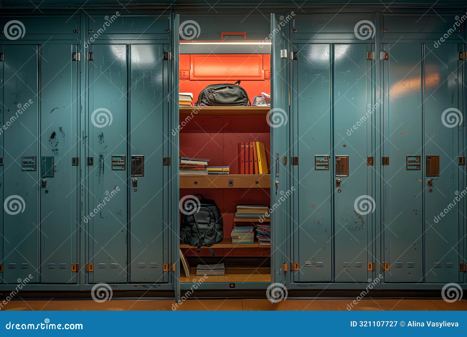 Inside of a Brightly Lit School Locker with an Open Door. the Locker ...