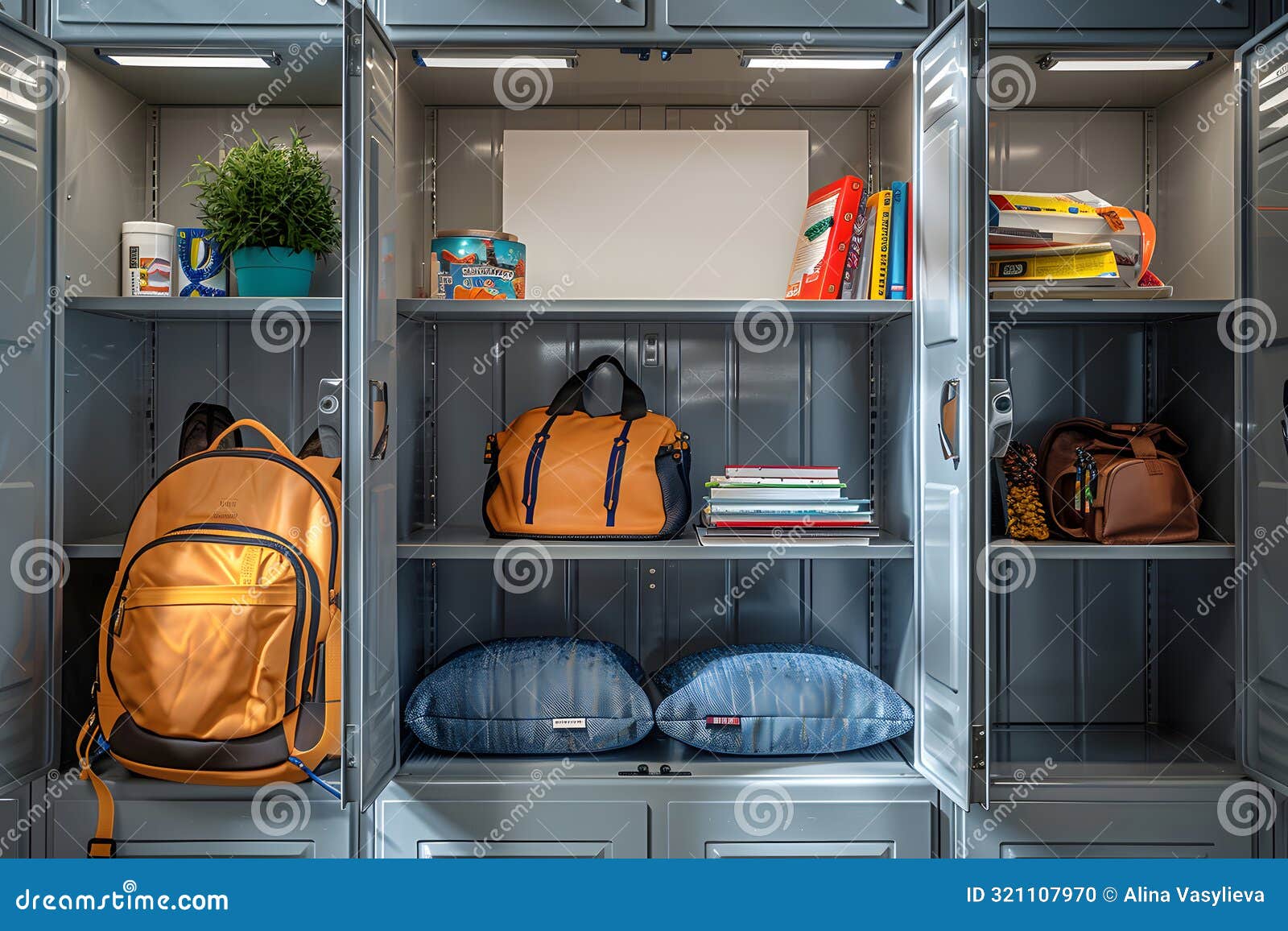 Inside of a Brightly Lit School Locker with an Open Door. the Locker ...
