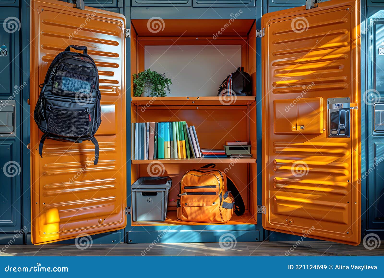 Inside of a Brightly Lit School Locker with an Open Door. the Locker ...