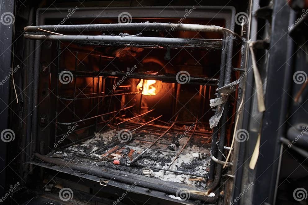 The Inside of a Broken Oven with Detached Heating Elements Stock Image ...
