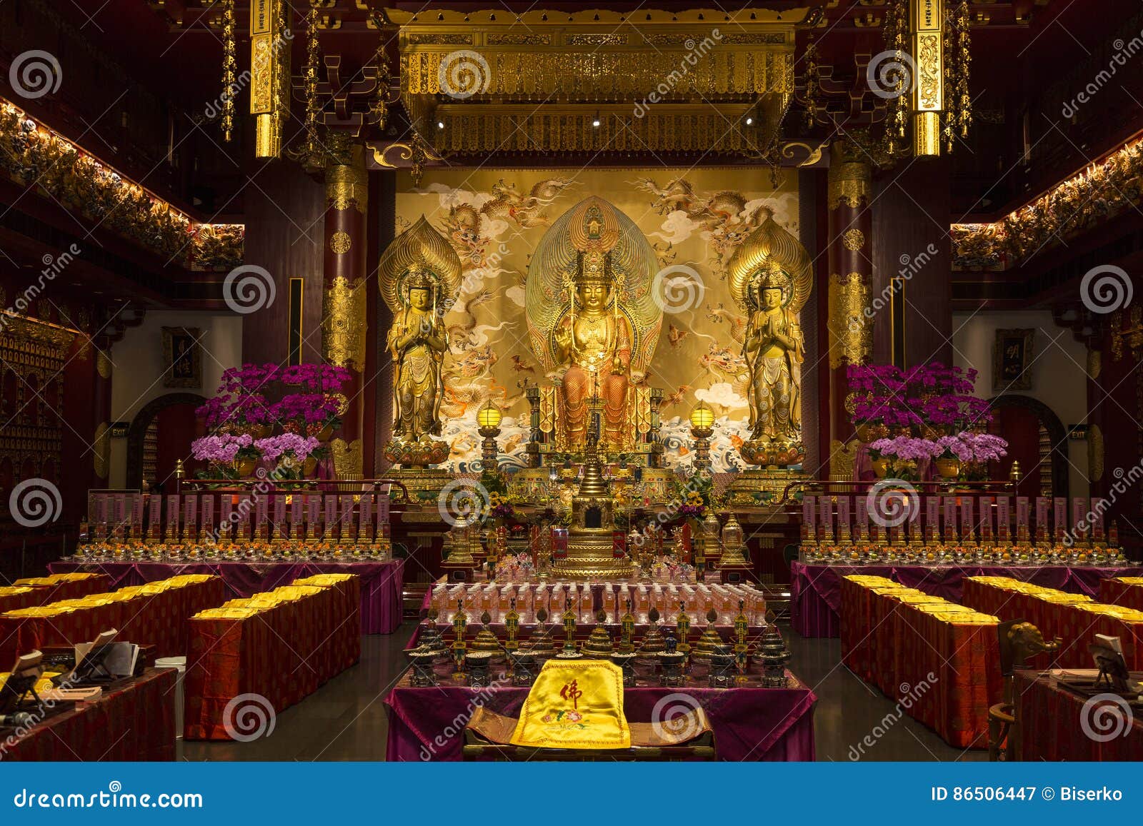 Inside Buddhist temple stock image. Image of peace, faith - 86506447