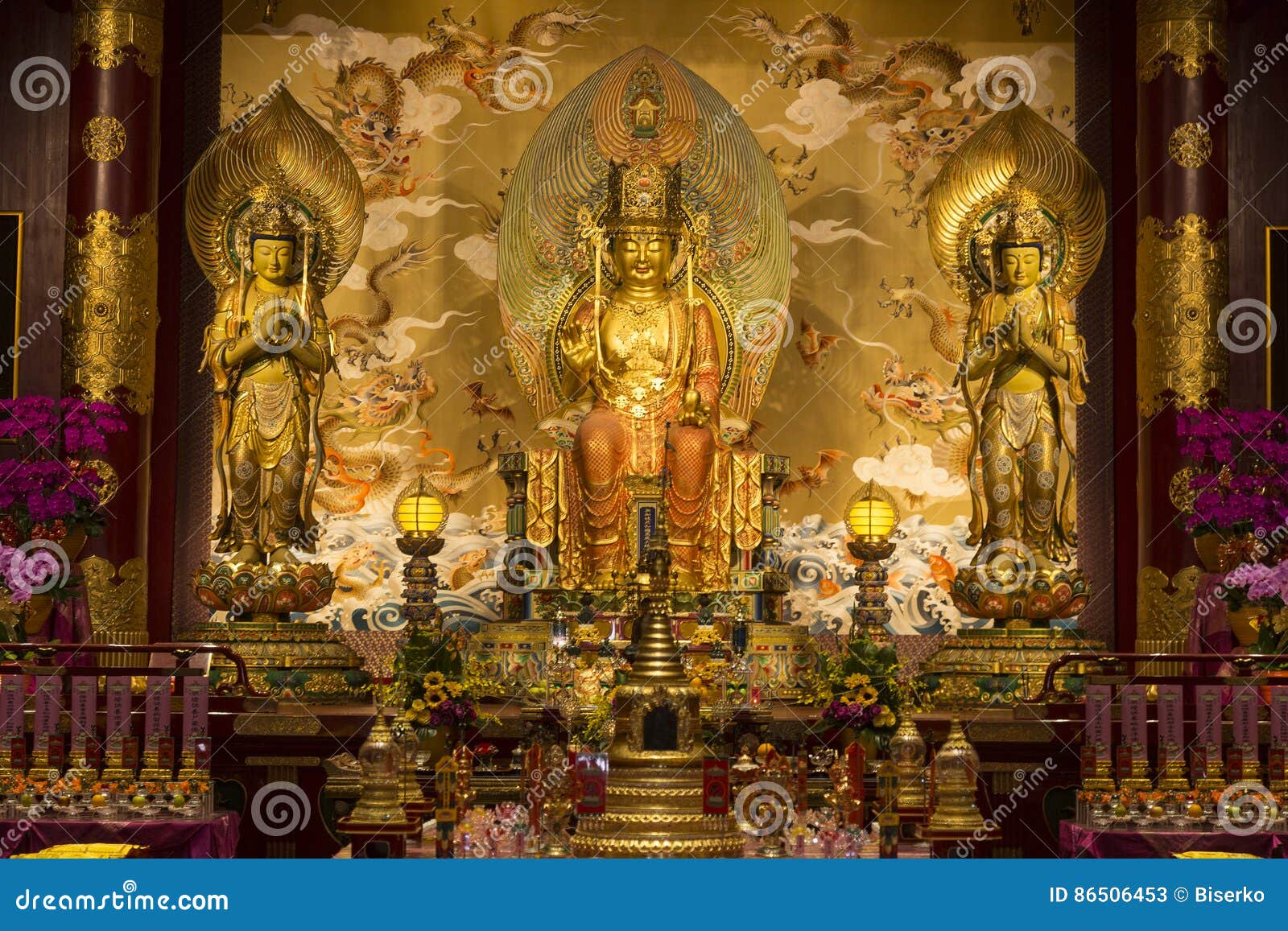 Inside Buddhist temple stock image. Image of temple, religion - 86506453
