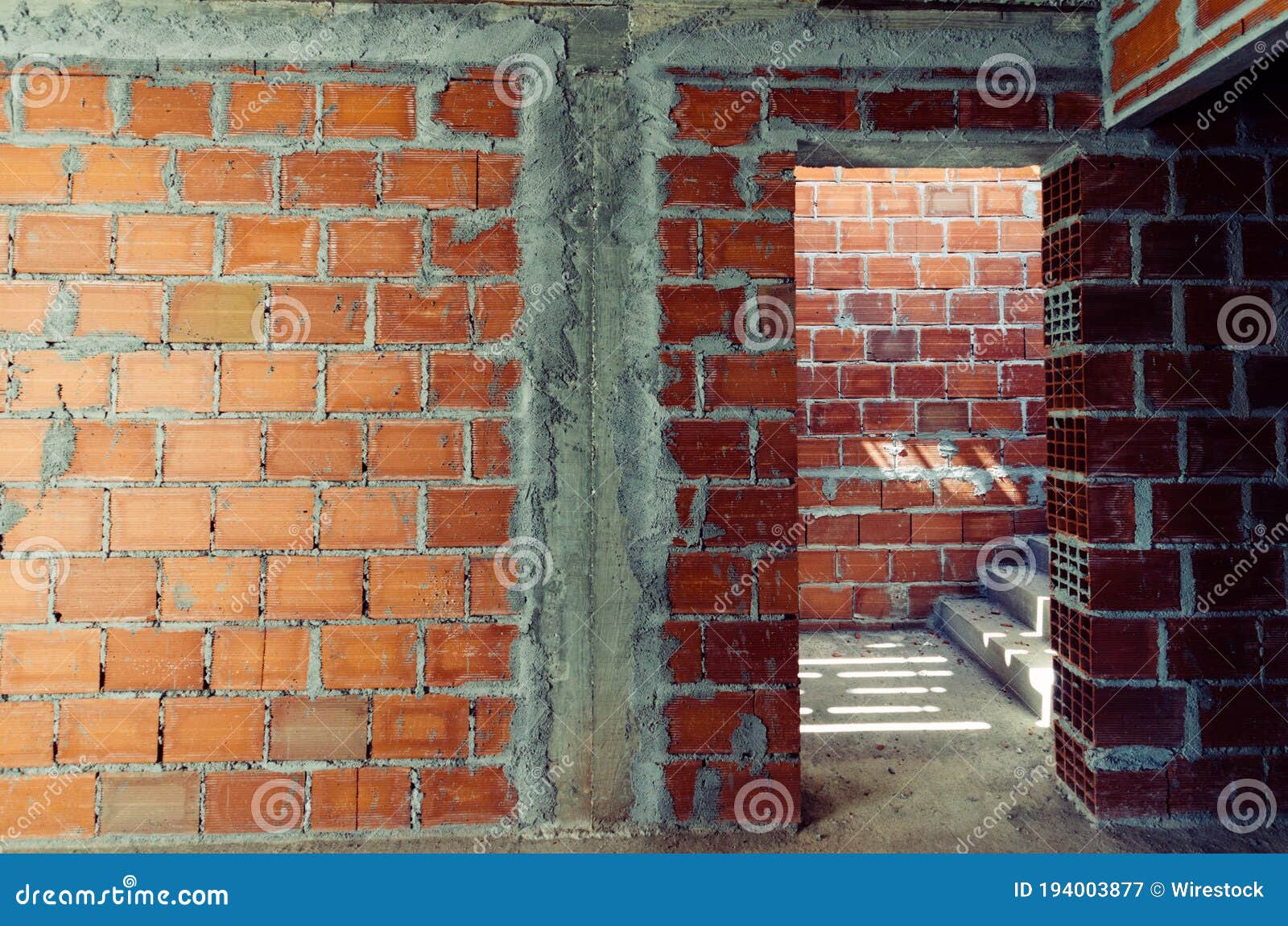 Process Of Construction Of Brick Paved Sidewalk, Half Built Pavement ...