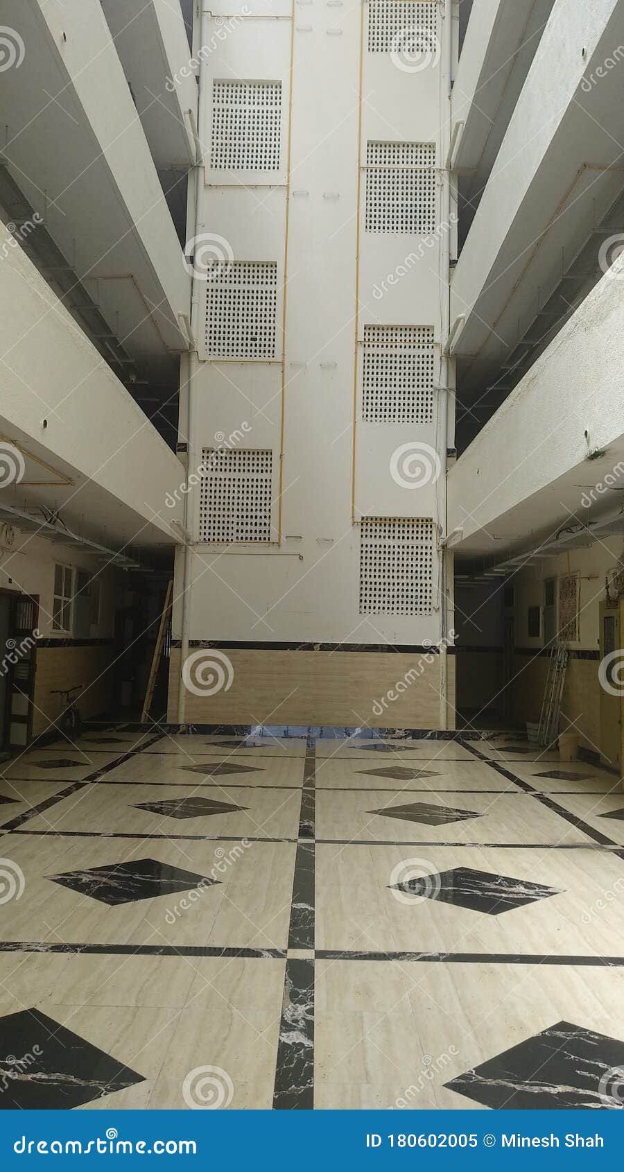Inside Building Symetry Angle Corridor Stock Image - Image of corridor ...
