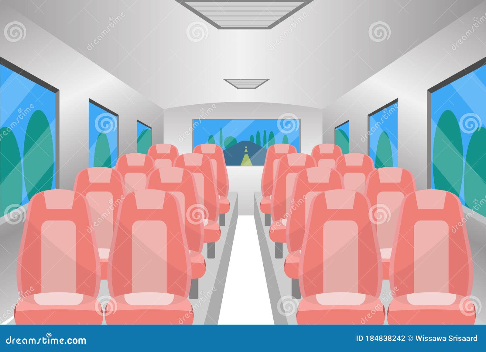 Inside Bus Design. Passenger Bus Seats, Bus Vector. | CartoonDealer.com ...