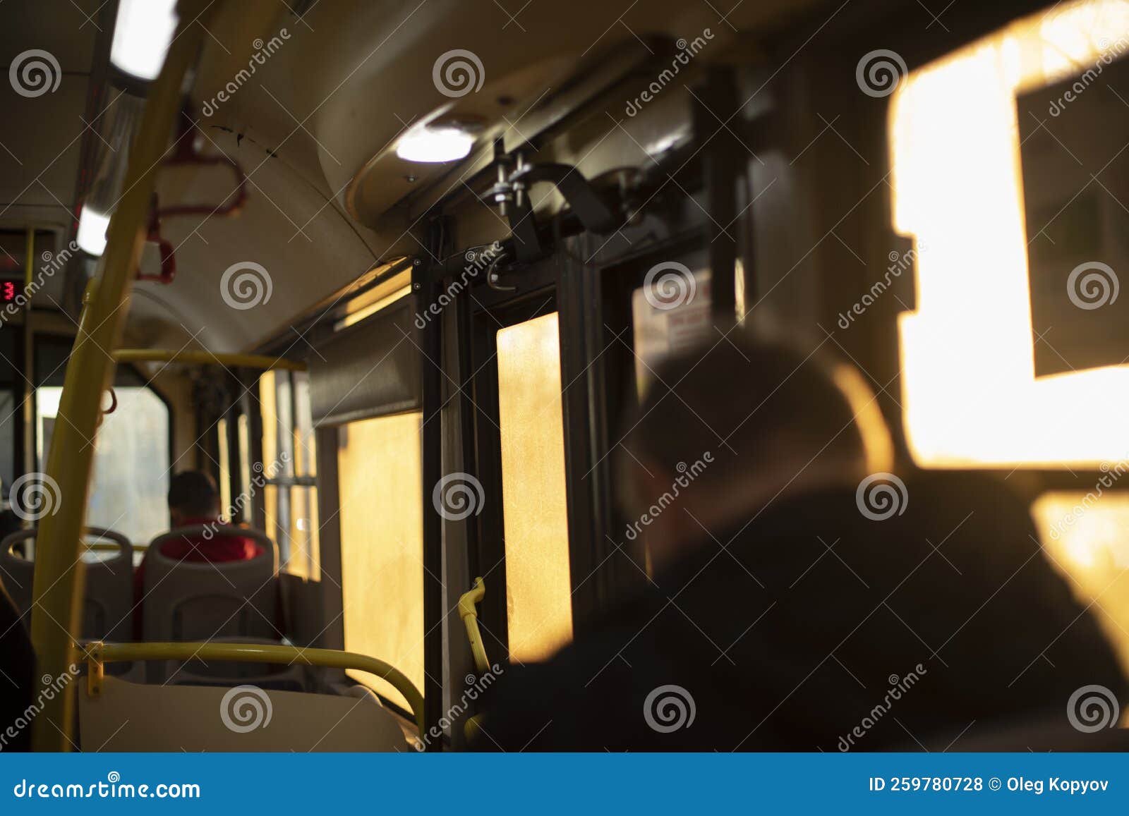 Inside Bus is Light of Sun. People in Transport Stock Photo - Image of ...