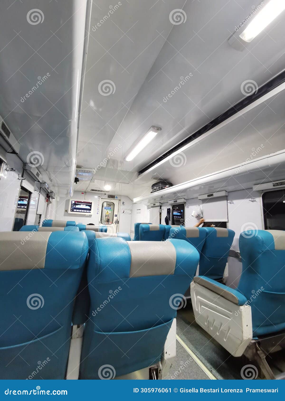 Inside of Business Train Class in Indonesia Stock Image - Image of blue ...