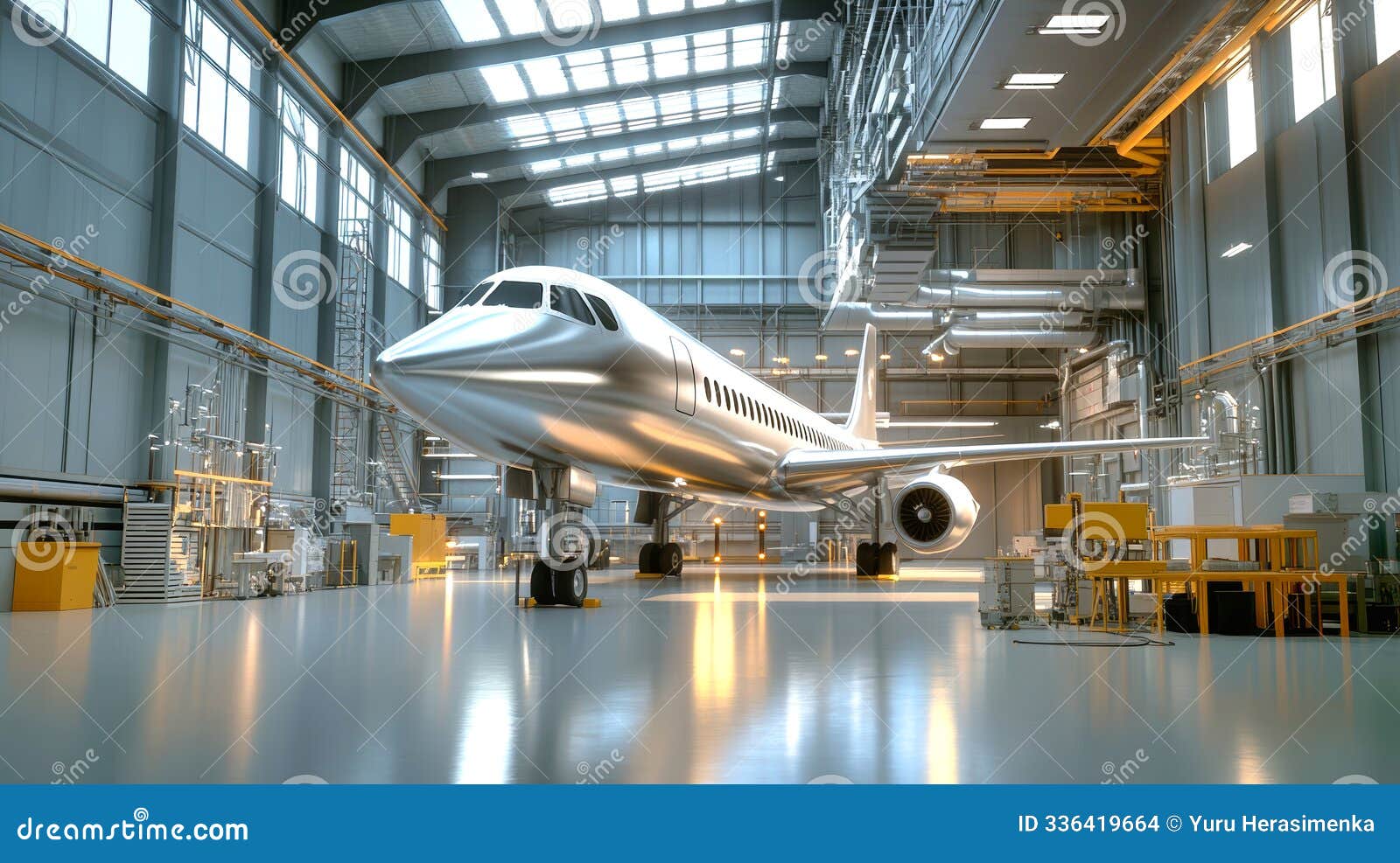 Inside a Bustling Aerospace Engineering Facility, Engineers and ...