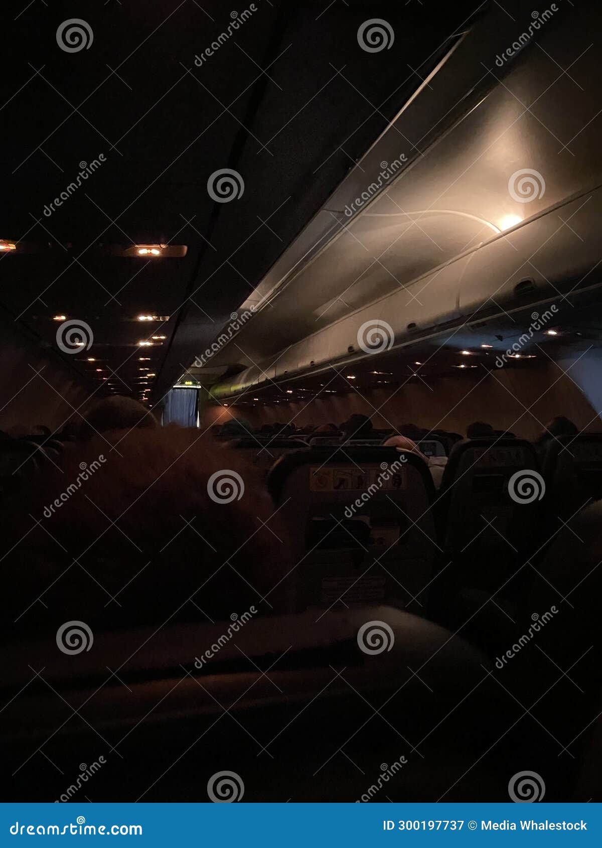 Inside Cabin of Airplane at Night Dark Stock Image - Image of flight ...