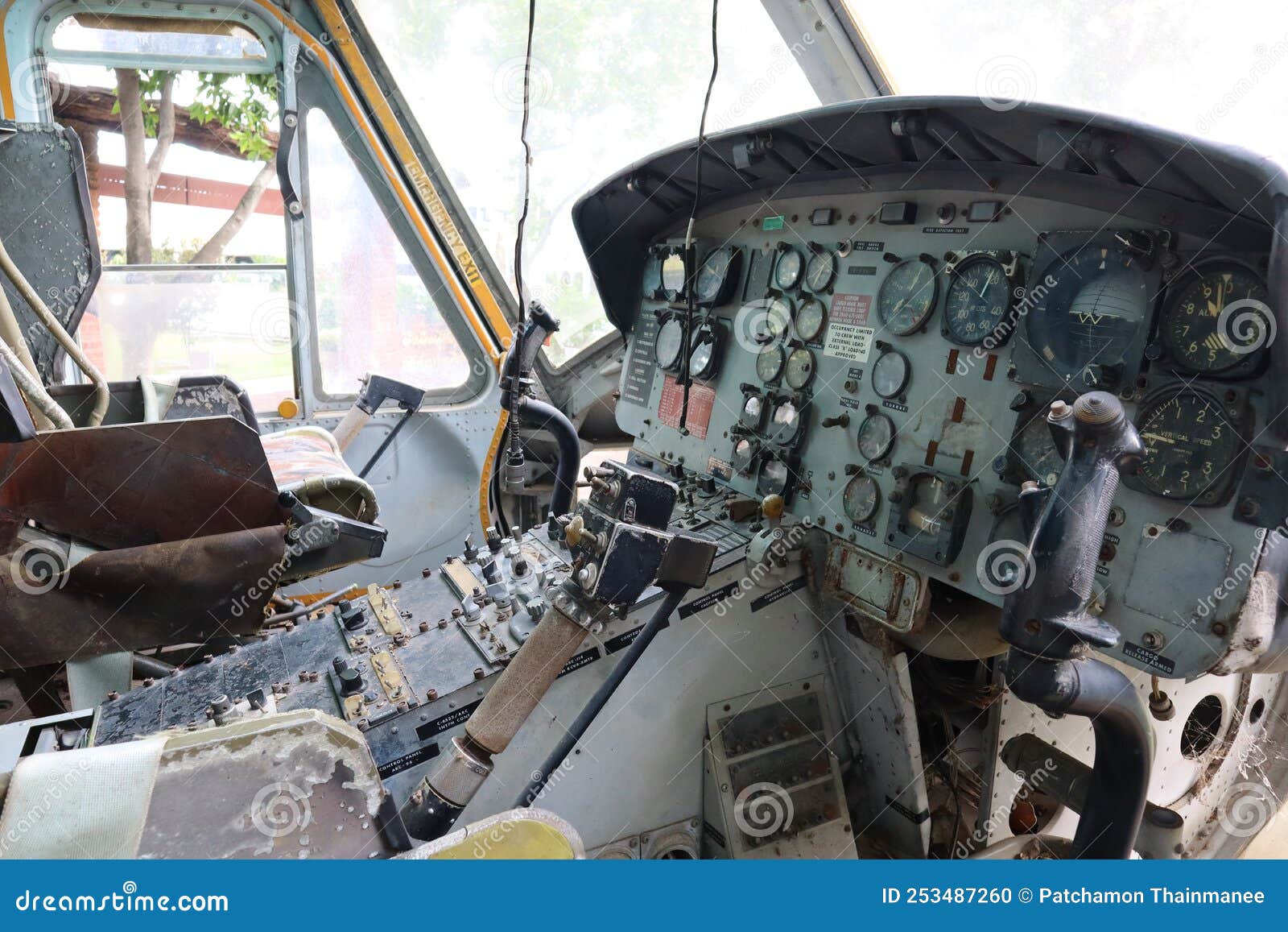 Inside the Cabin of an Old Helicopter that is No Longer in Use, the ...