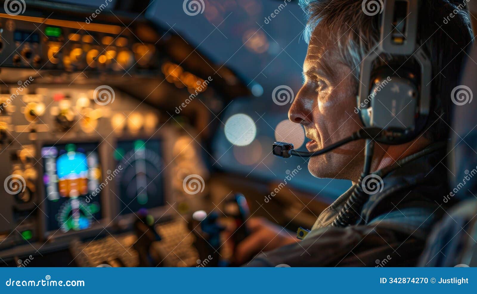 Inside the Cabin the Operator Uses a Headset To Communicate with Ground ...