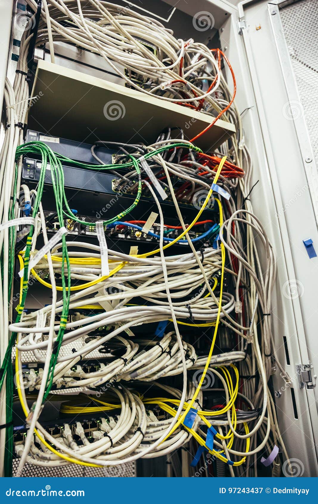 Inside Cabinet with Switchboard and Other Telecommunication Mobile ...