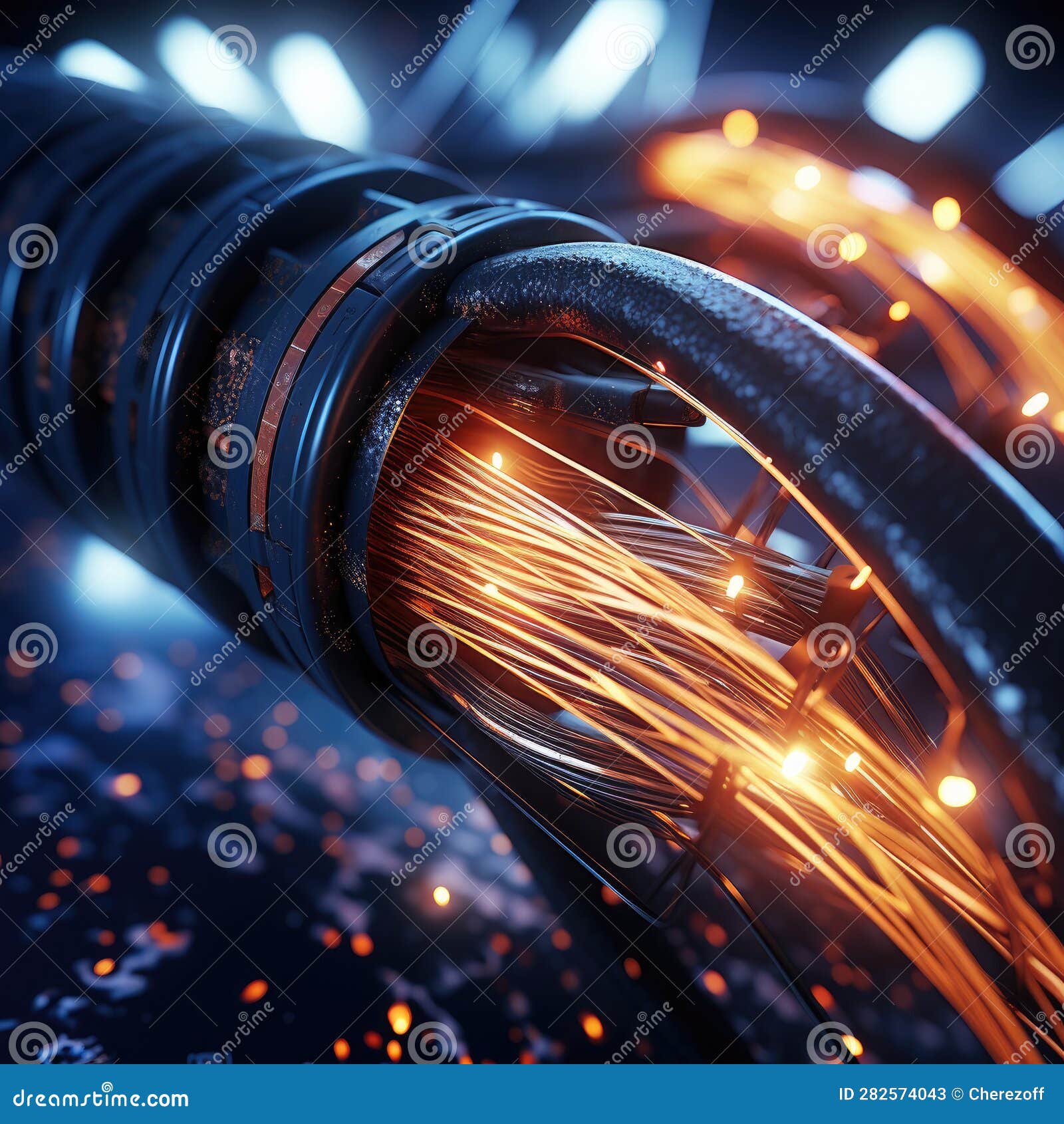 Cable with Electricity and Sparks Stock Image - Image of connect, line ...