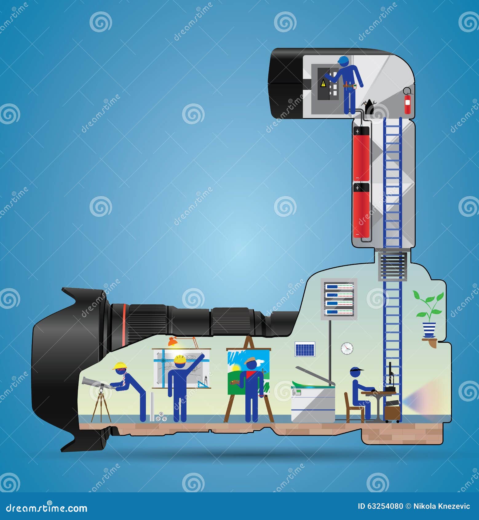 Inside the camera stock illustration. Illustration of system - 63254080