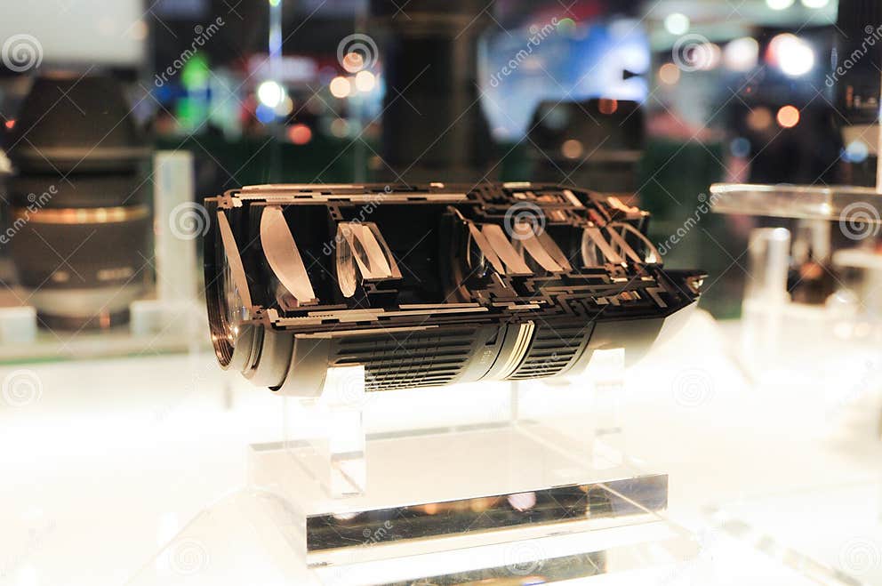 Inside a Camera Lens Being Cut it in Half. Stock Image - Image of ...