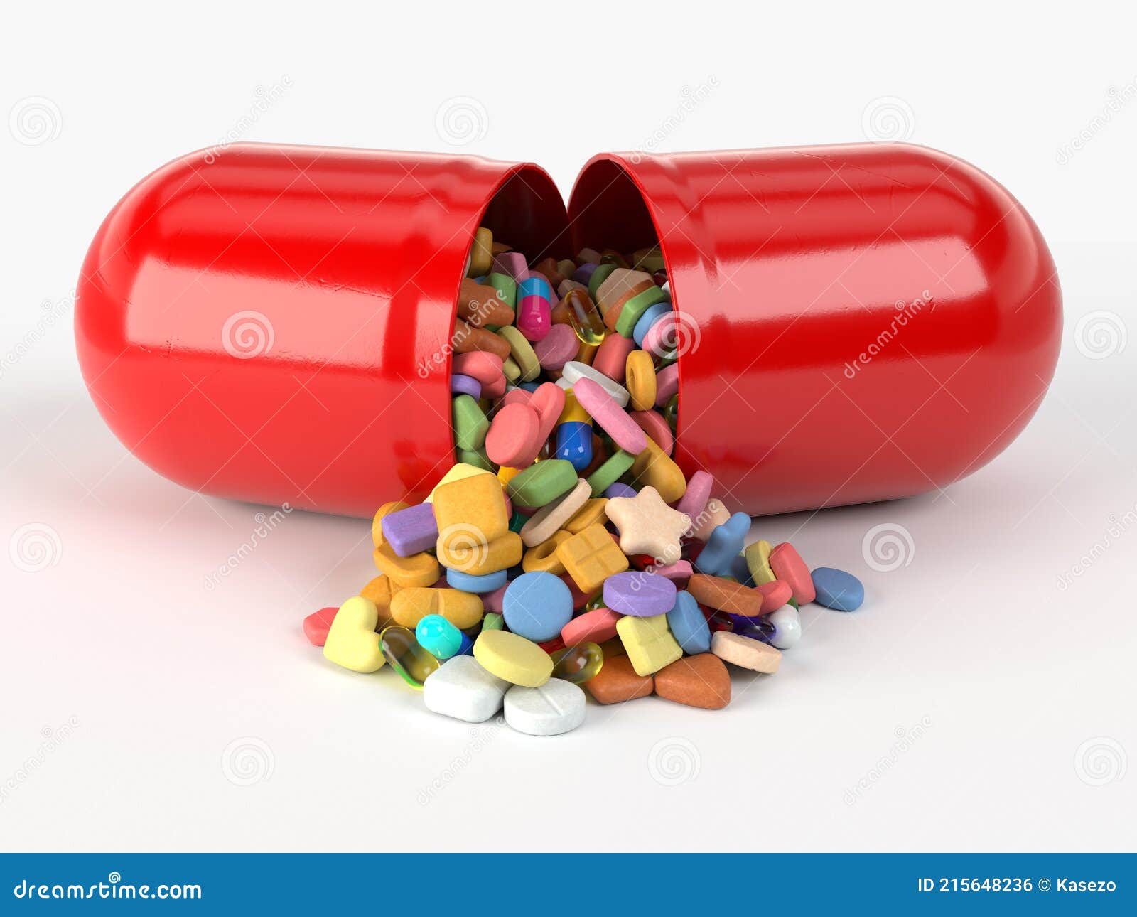 Inside of Capsule Extracted Out. 3D Illustration Isolated on White ...