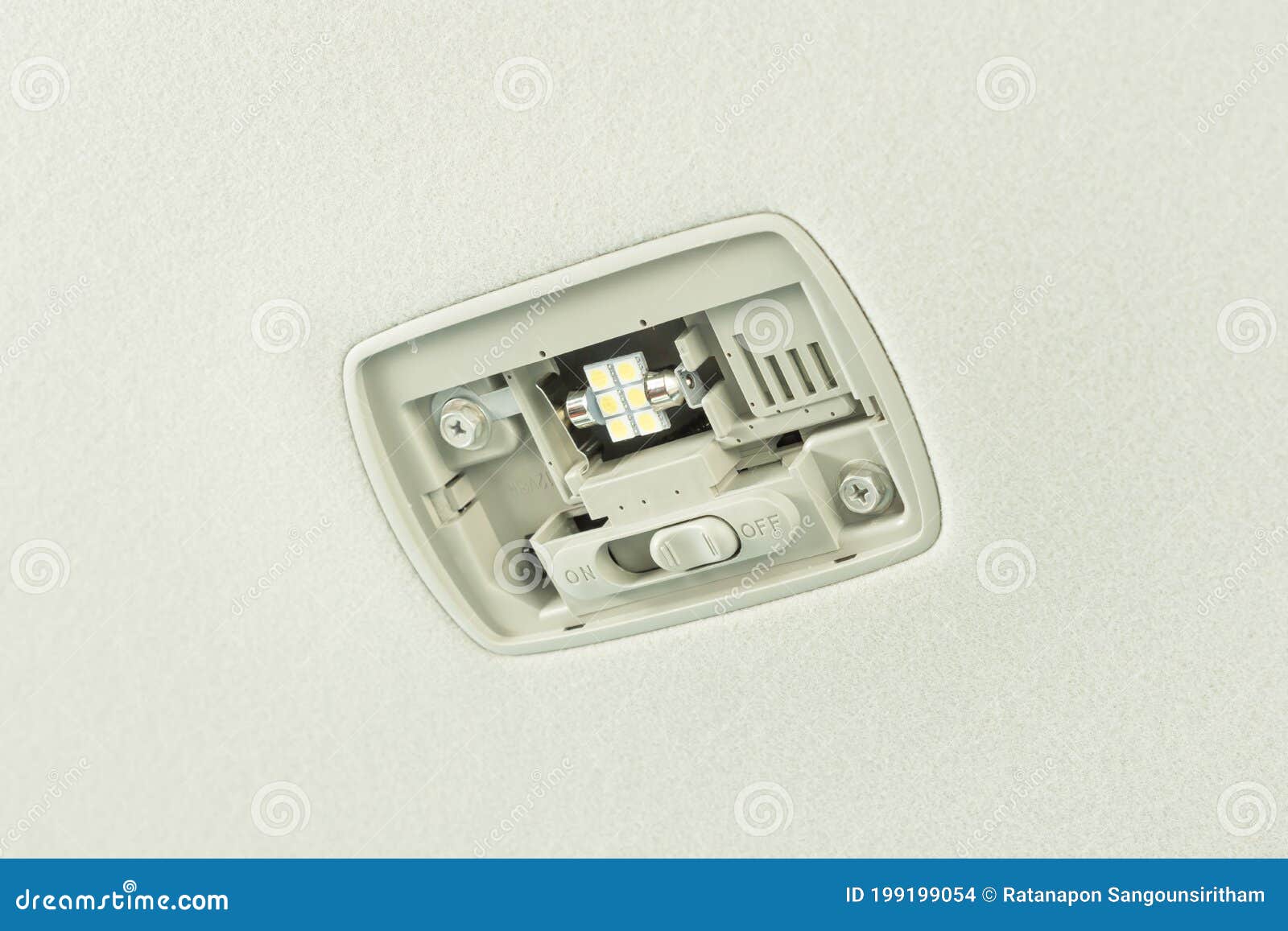 Inside of Car Ceiling Lamp with LED Bulb, Car Maintenance Service Stock ...