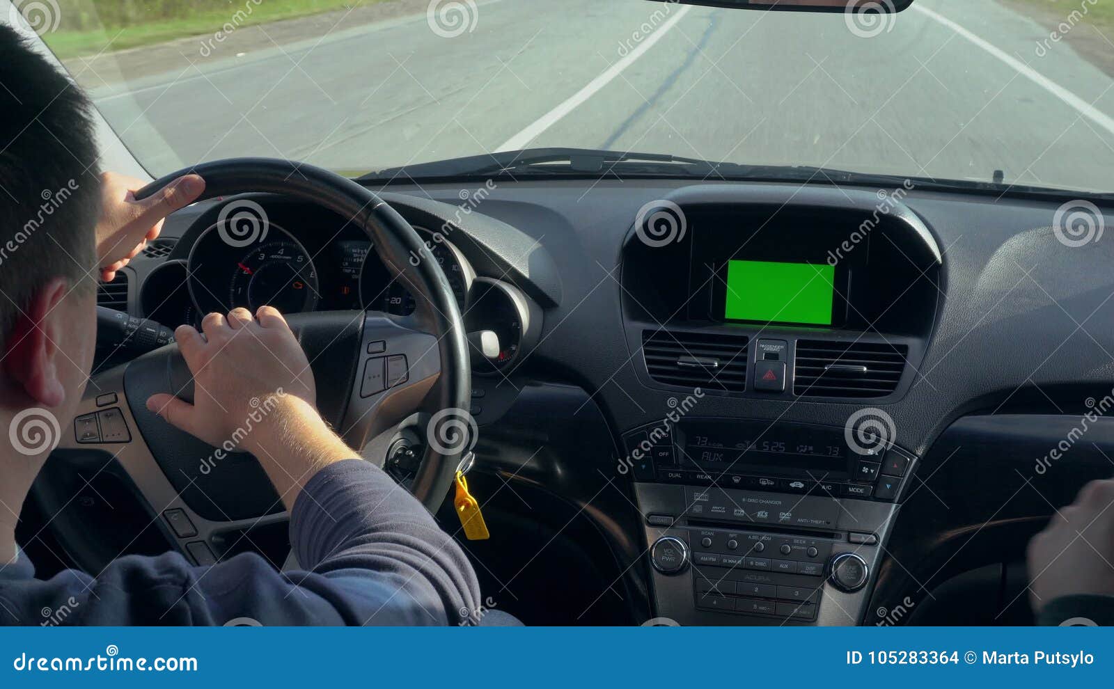 Inside a Car. a GPS Module is on. Green Screen Stock Photo - Image of ...